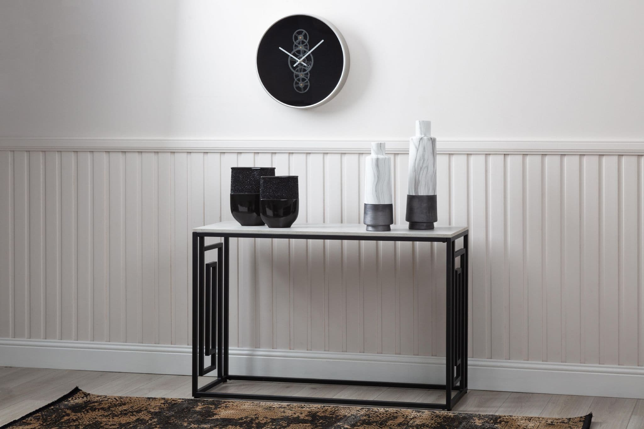 Devon Grecian Design Black and Grey Console Table
