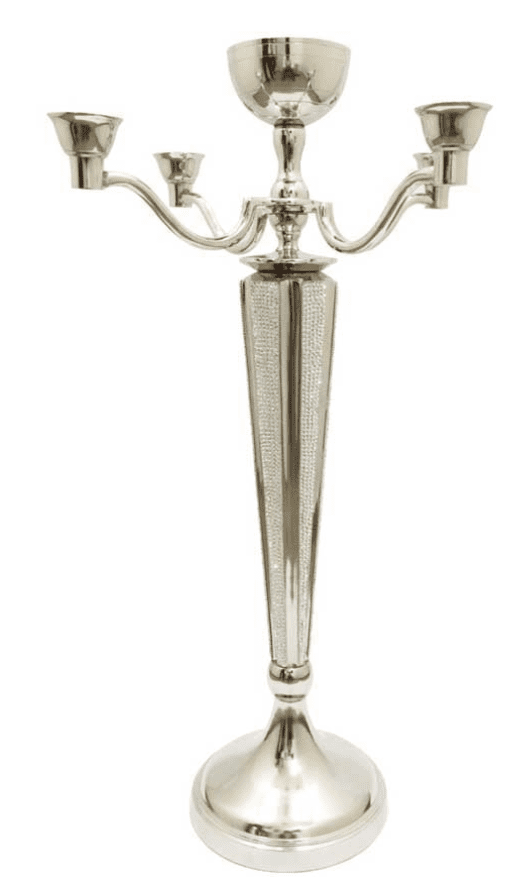 Diamante Silver 4 Arm Candelabra With Centre Vase 90Cm