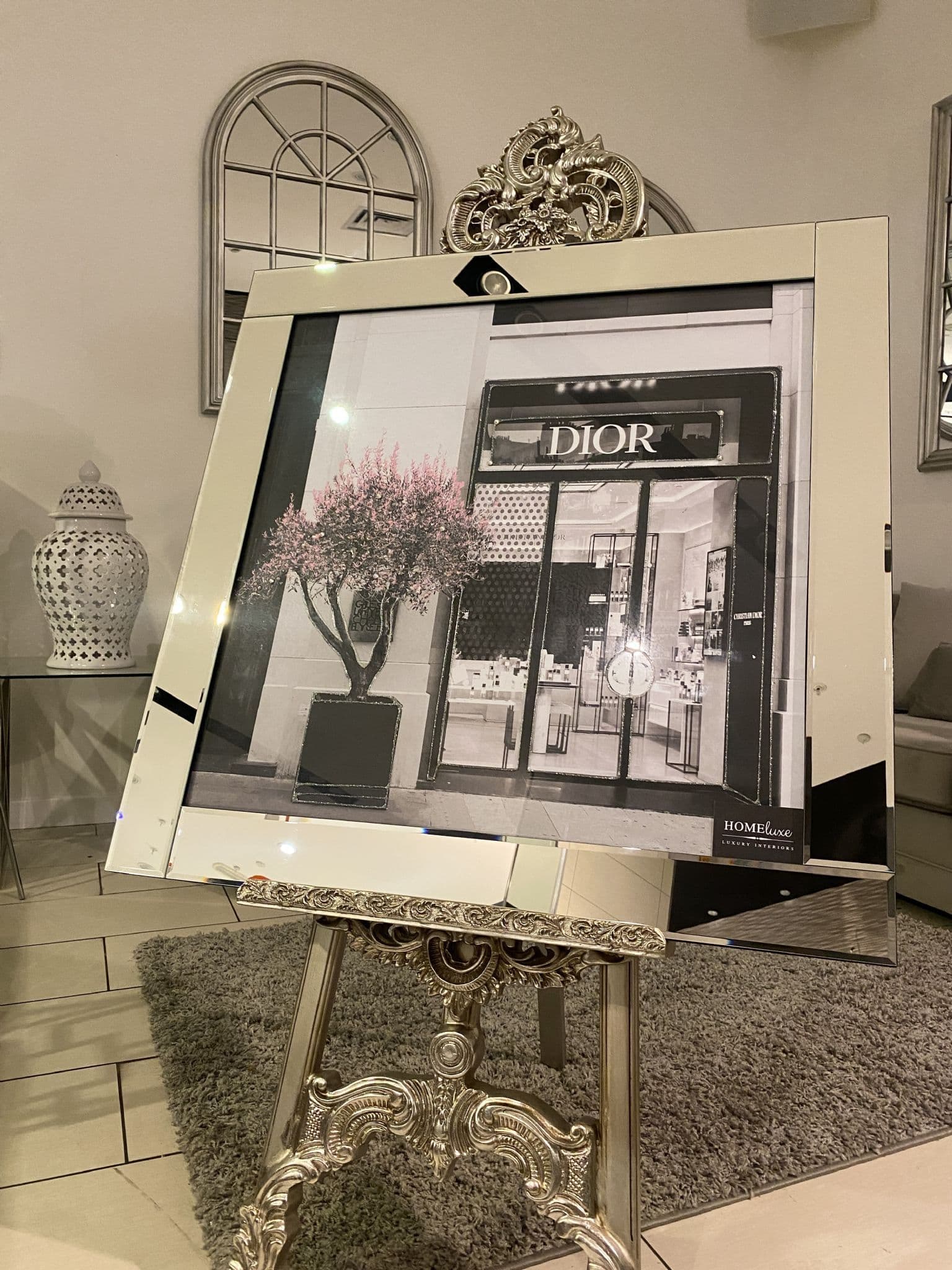 Dior Shop Front Blossom Tree Wall Art Mirror Frame 85Cm X 85Cm