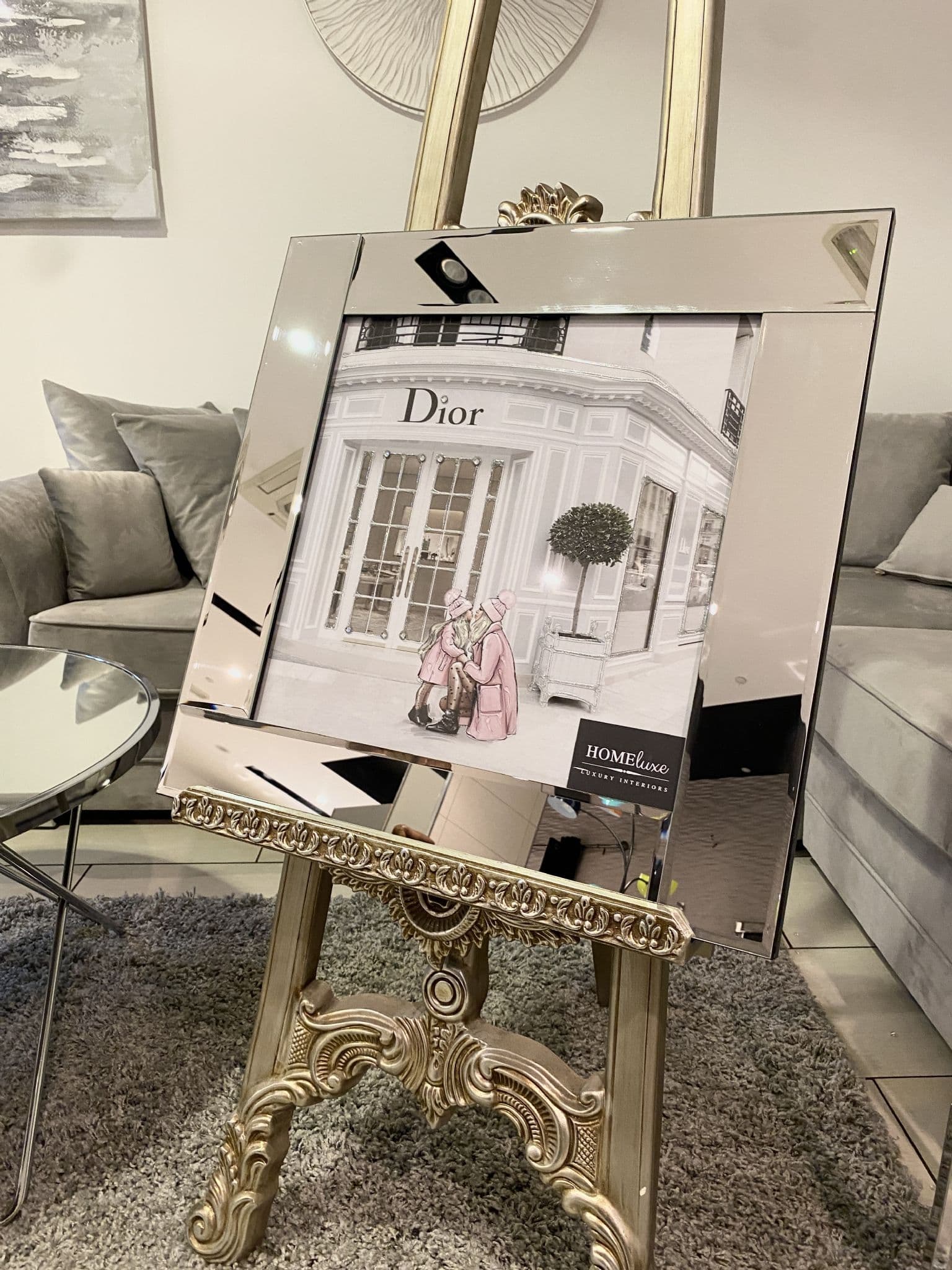 Dior Shopfront Pink Winter Wall Art Mirror Frame