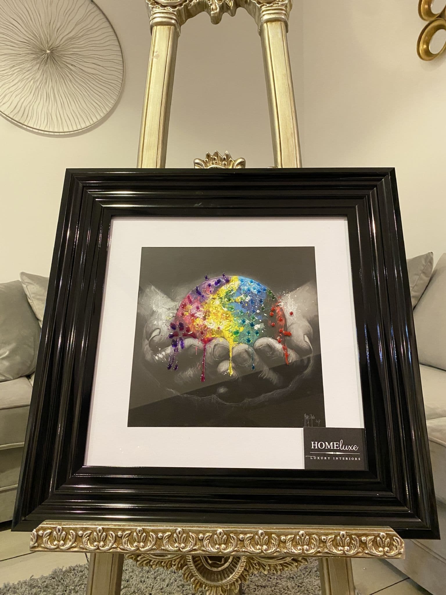 Earth Hands Multicolour Wall Art Black Step Frame