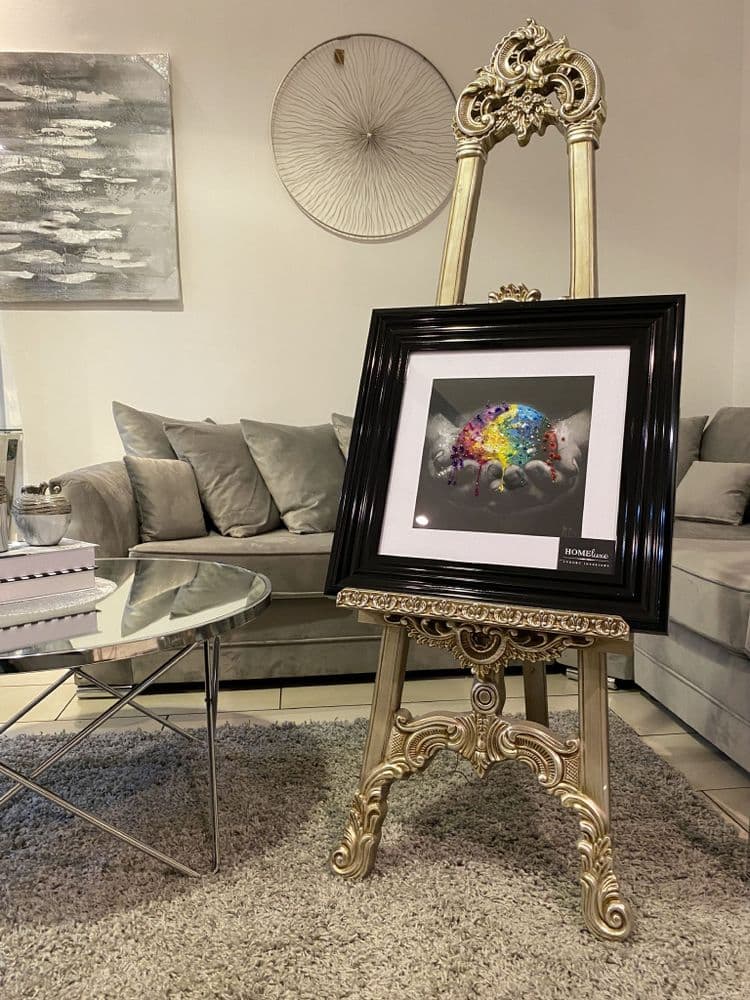 Earth Hands Multicolour Wall Art Black Step Frame