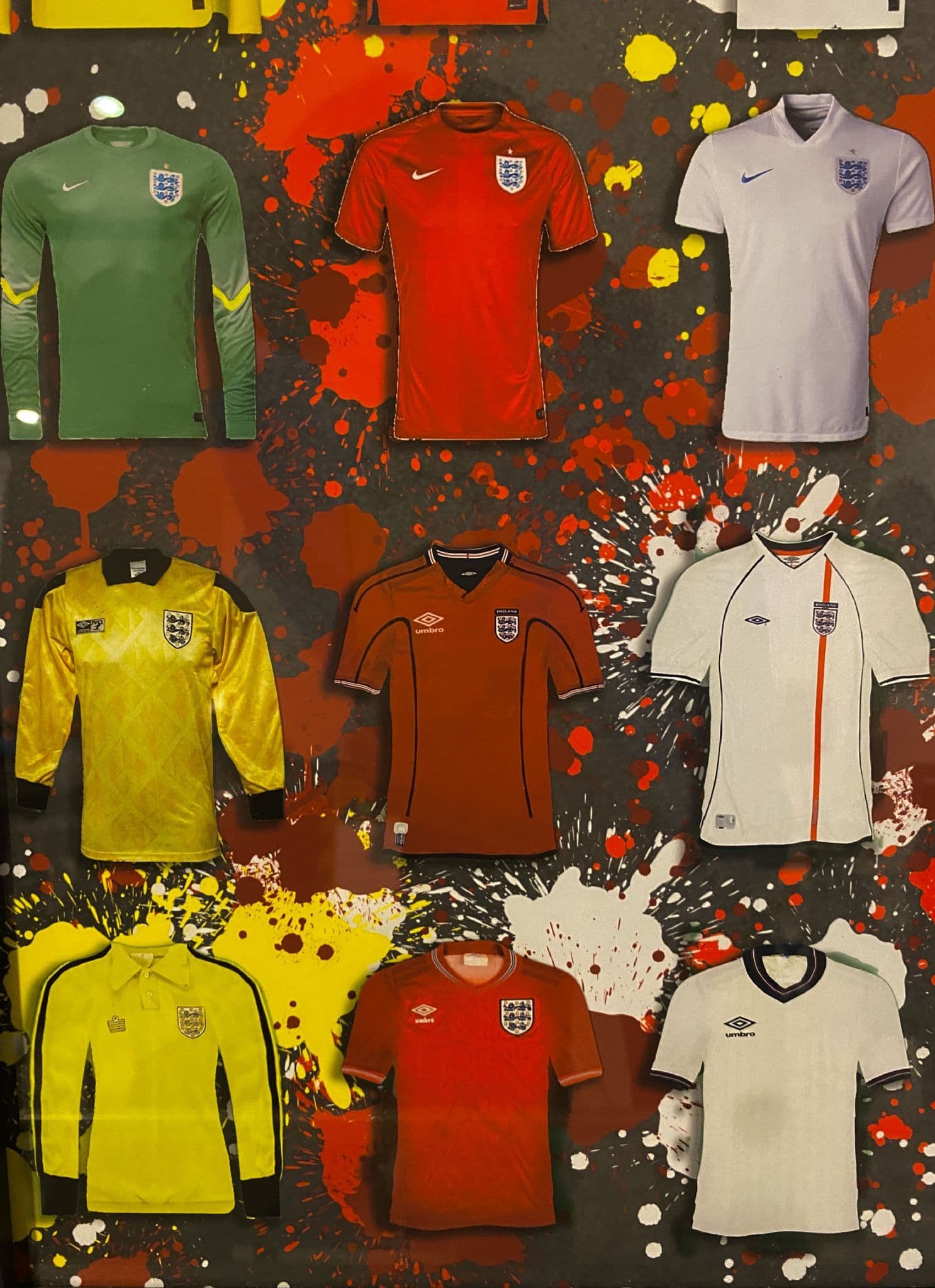 England Football Strip Collection 47Cm X 47Cm