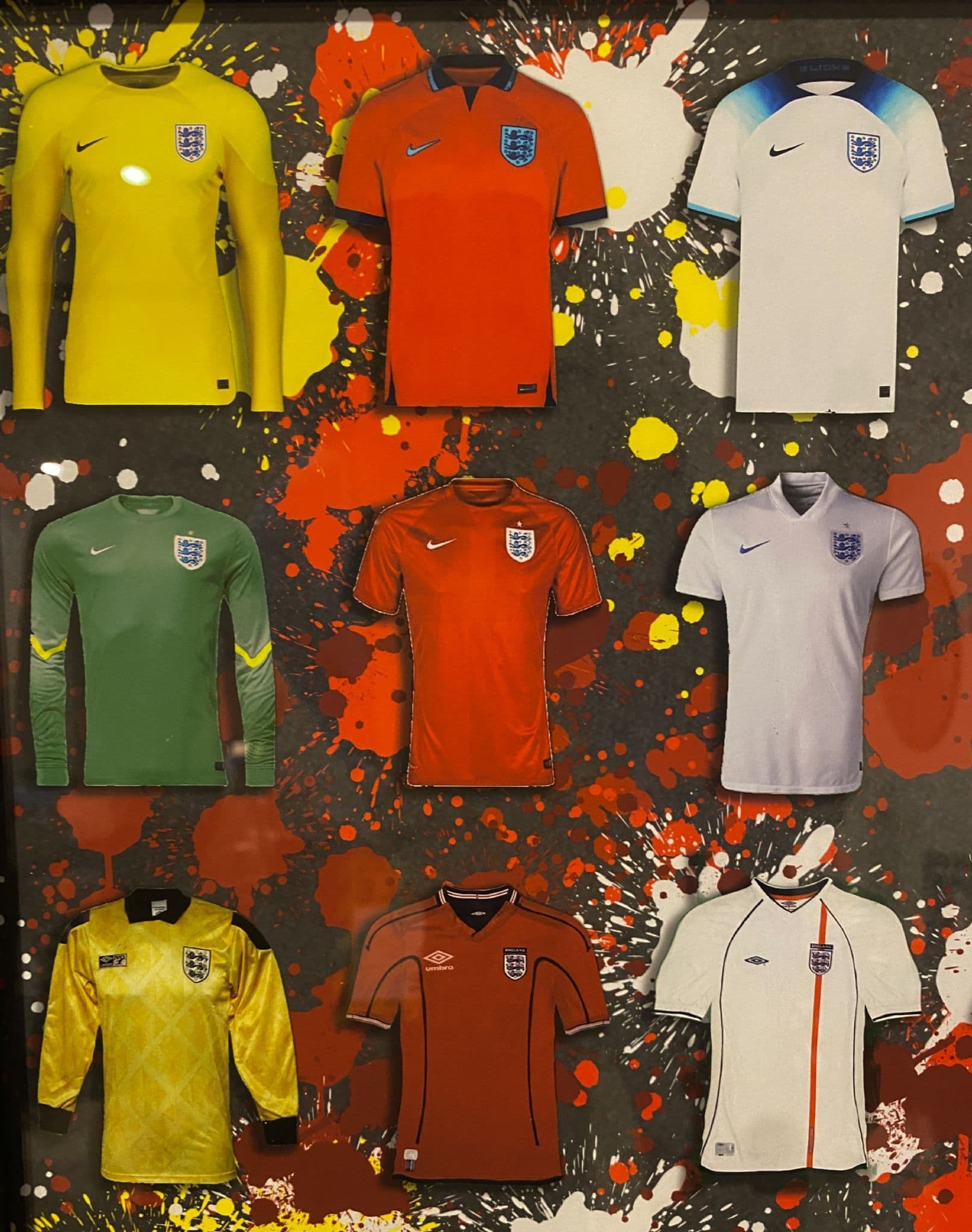 England Football Strip Collection 47Cm X 47Cm