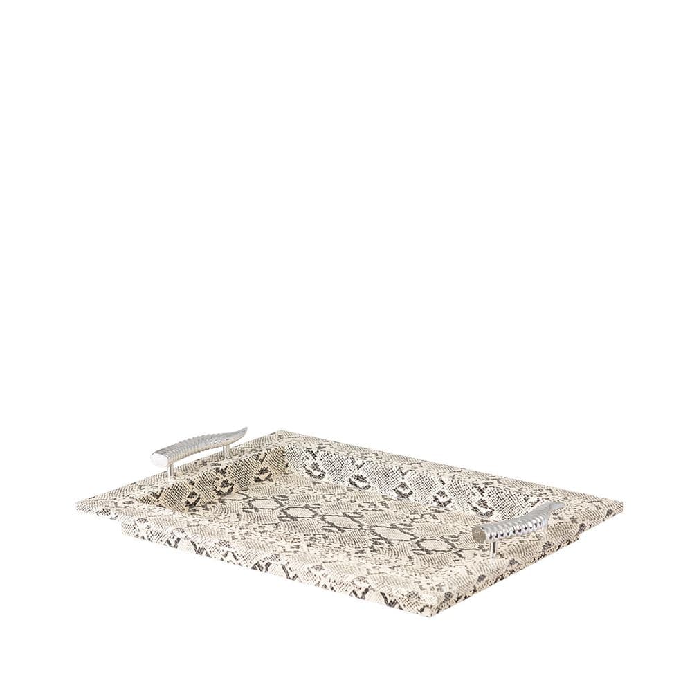 Faux Snake Leather Tray Horn Handle