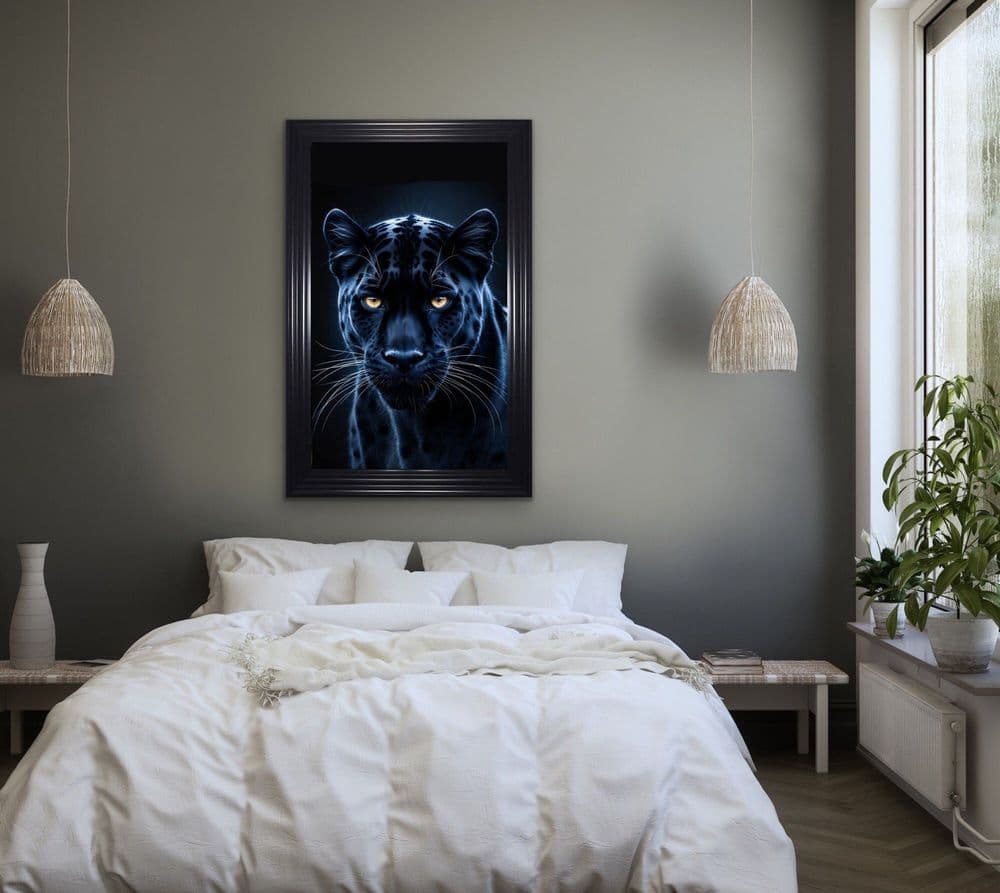 French Velvet Fierce panther gaze shadowed elegance - Home Luxe Interior