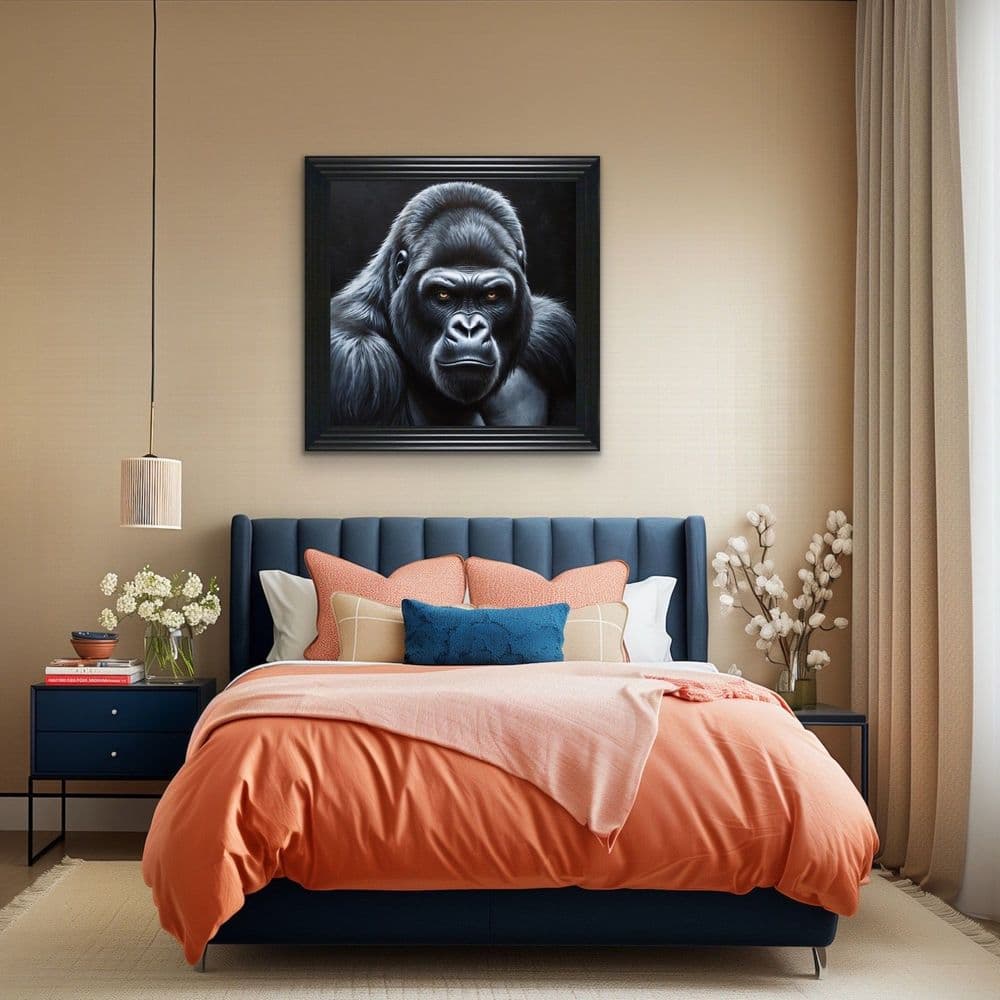 French Velvet Majestic gorilla in solitude - Home Luxe Interior