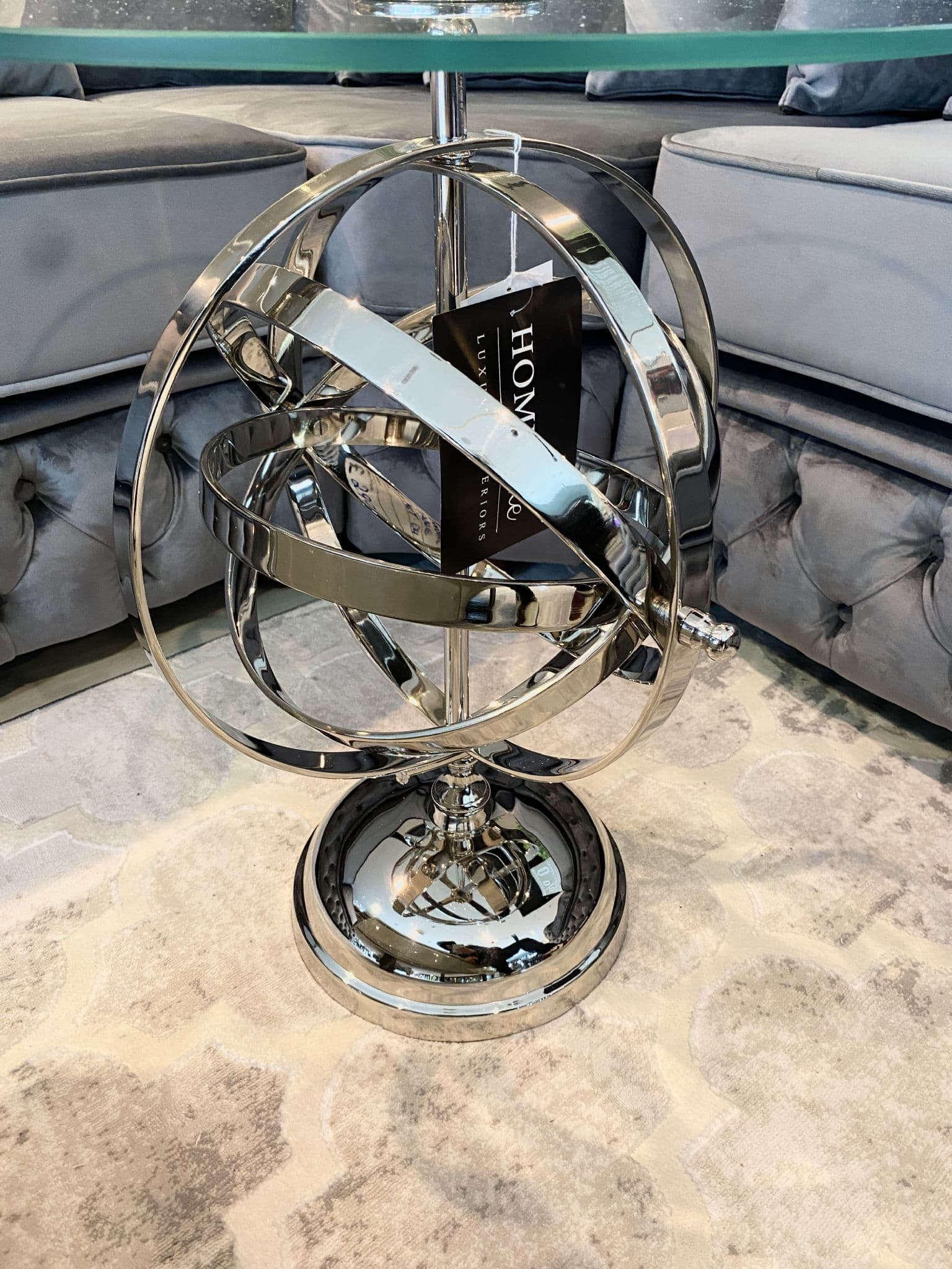 Glass Top Armillary Stand Table Sundial