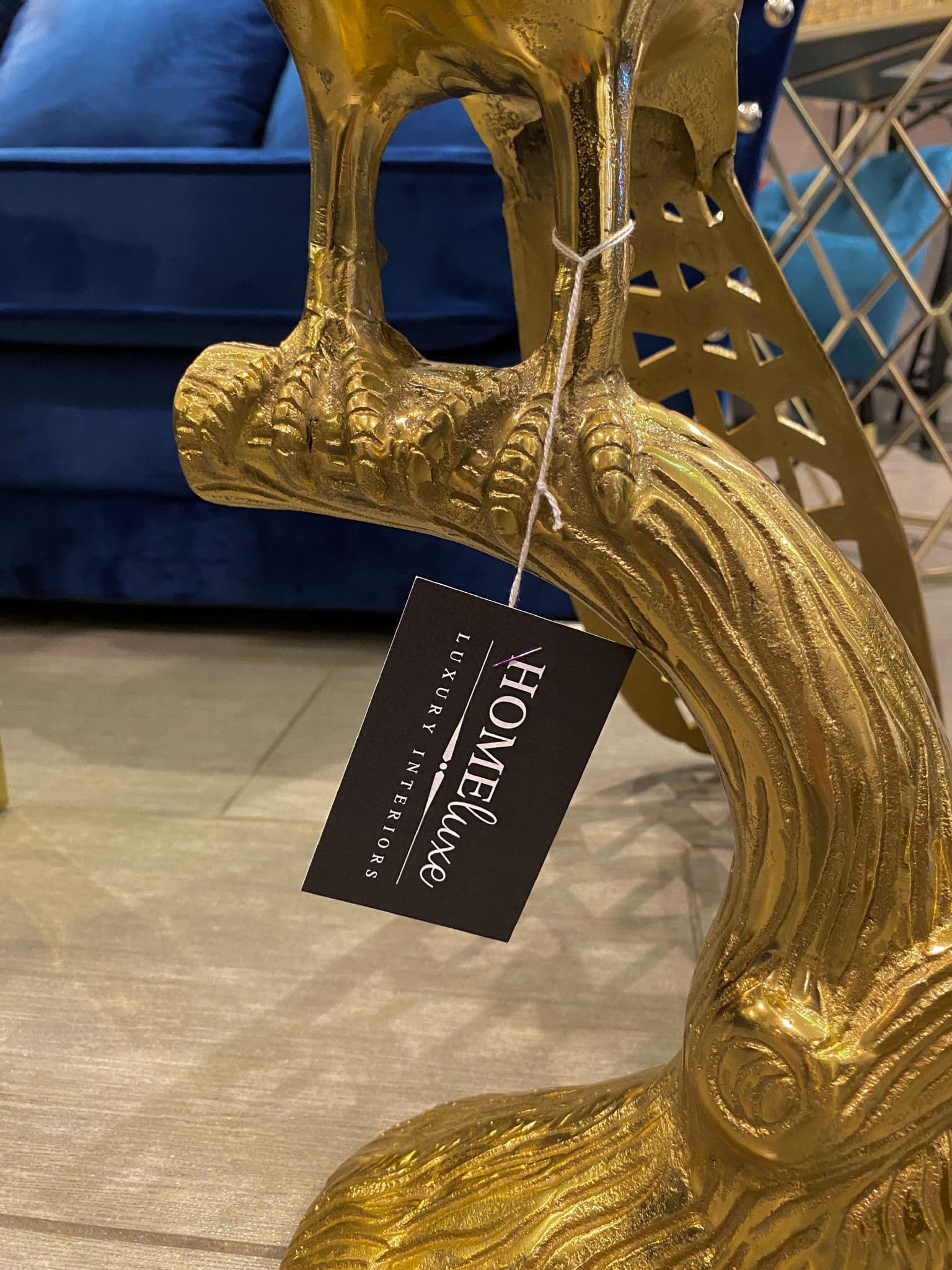 Gold Peacock Design Table With Glass Top