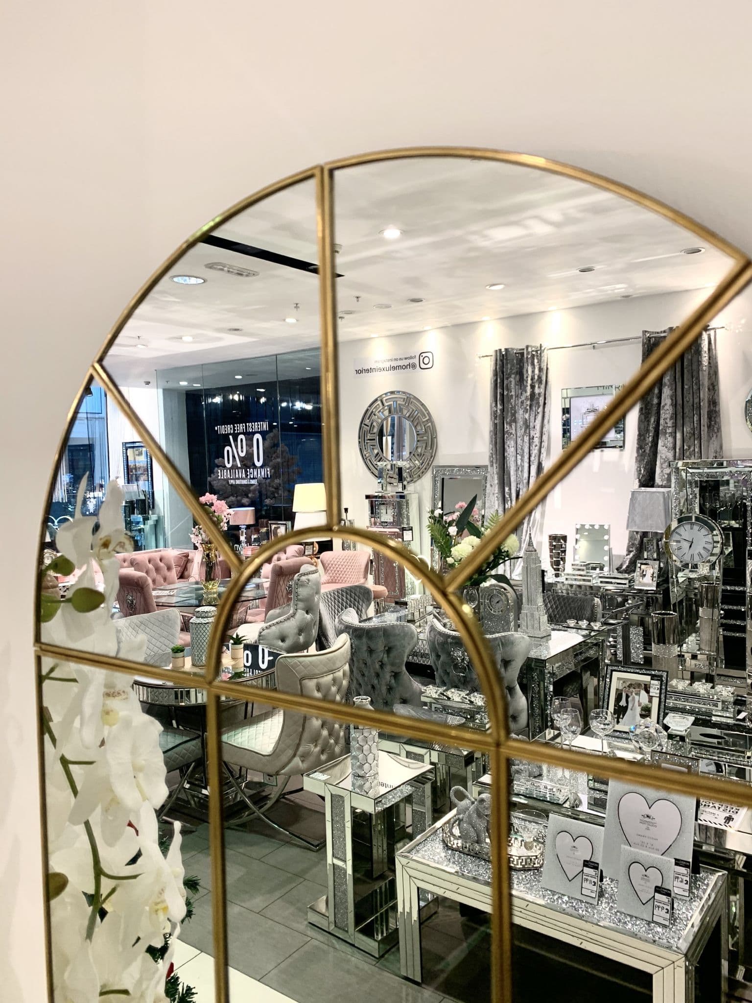 Golden Frame Window Arch Style Wall Mirror