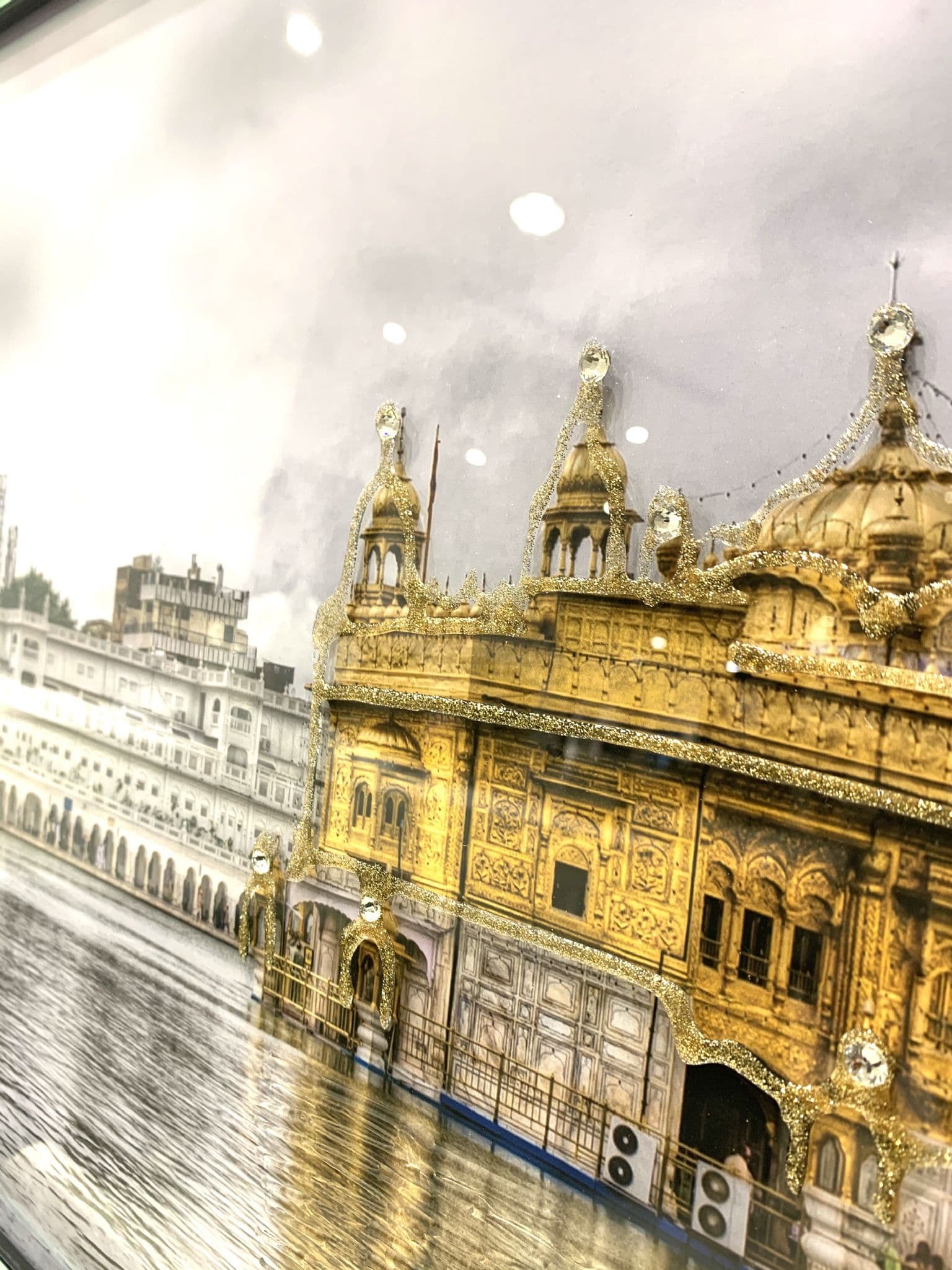 Golden Temple Day Glitter Wall Art Mirror