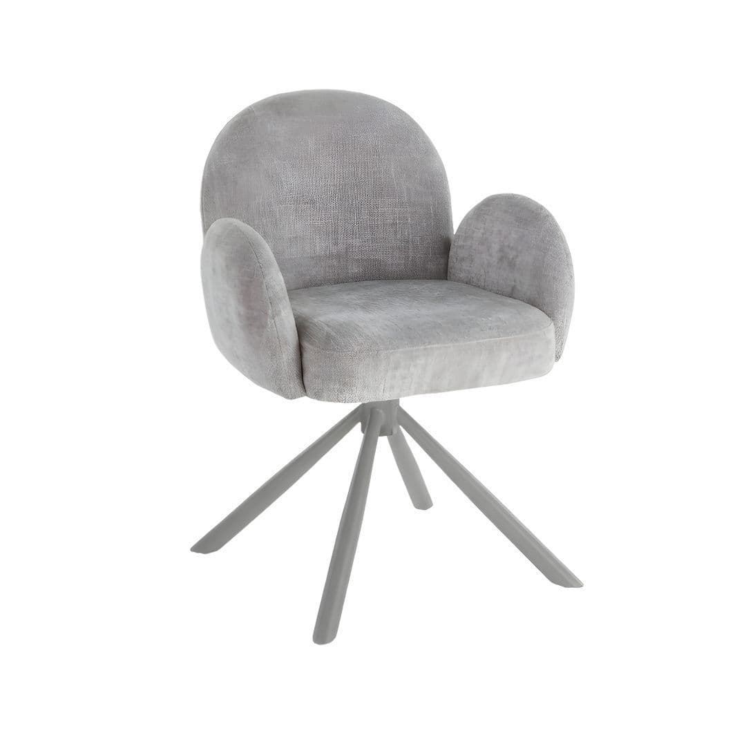 Gstaad Grey Swivel Dining Chairs Set of 2 Fabric Spider Leg Armchair