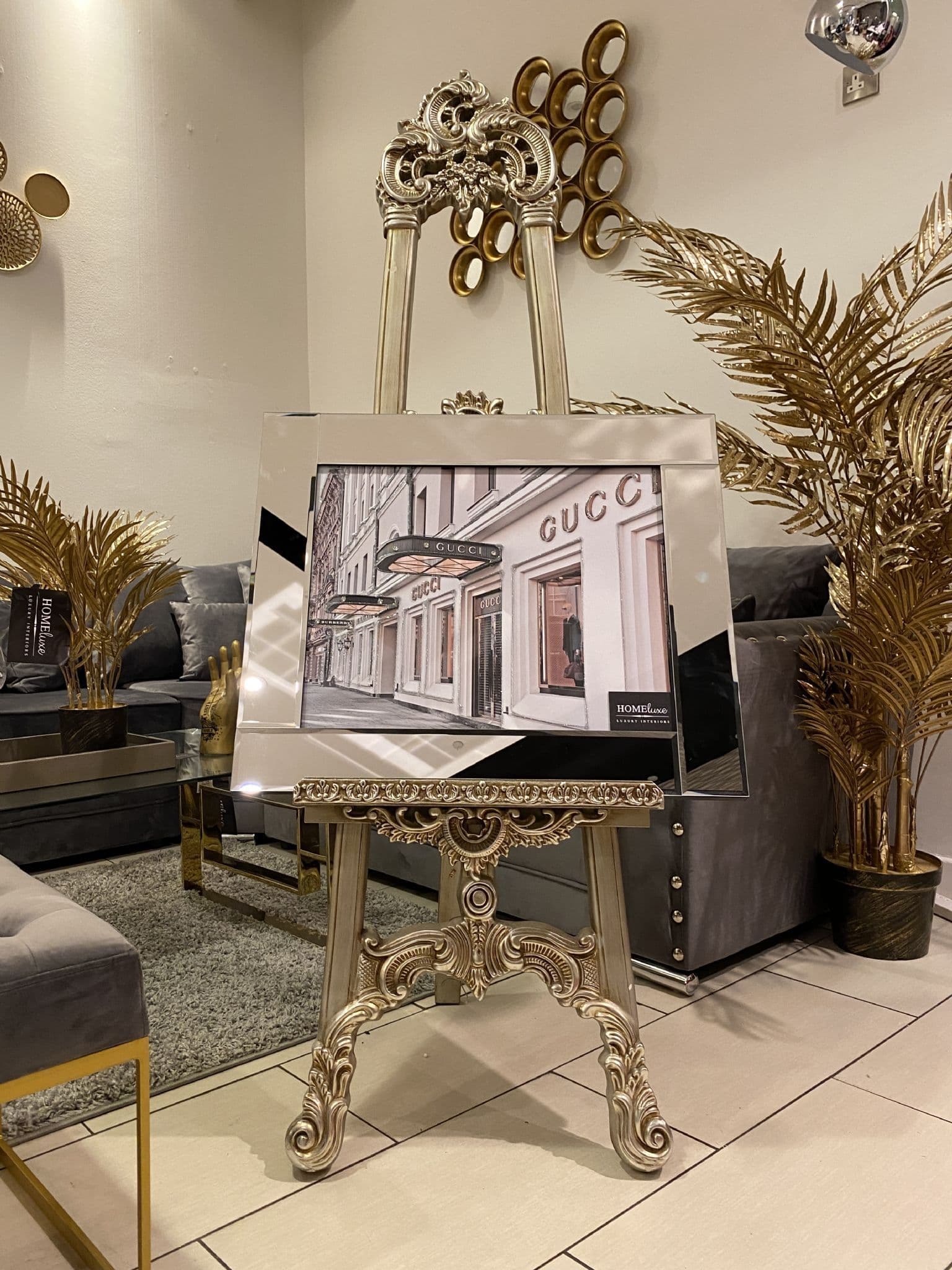 Gucci Pink Shopfront Wall Art Mirror Frame