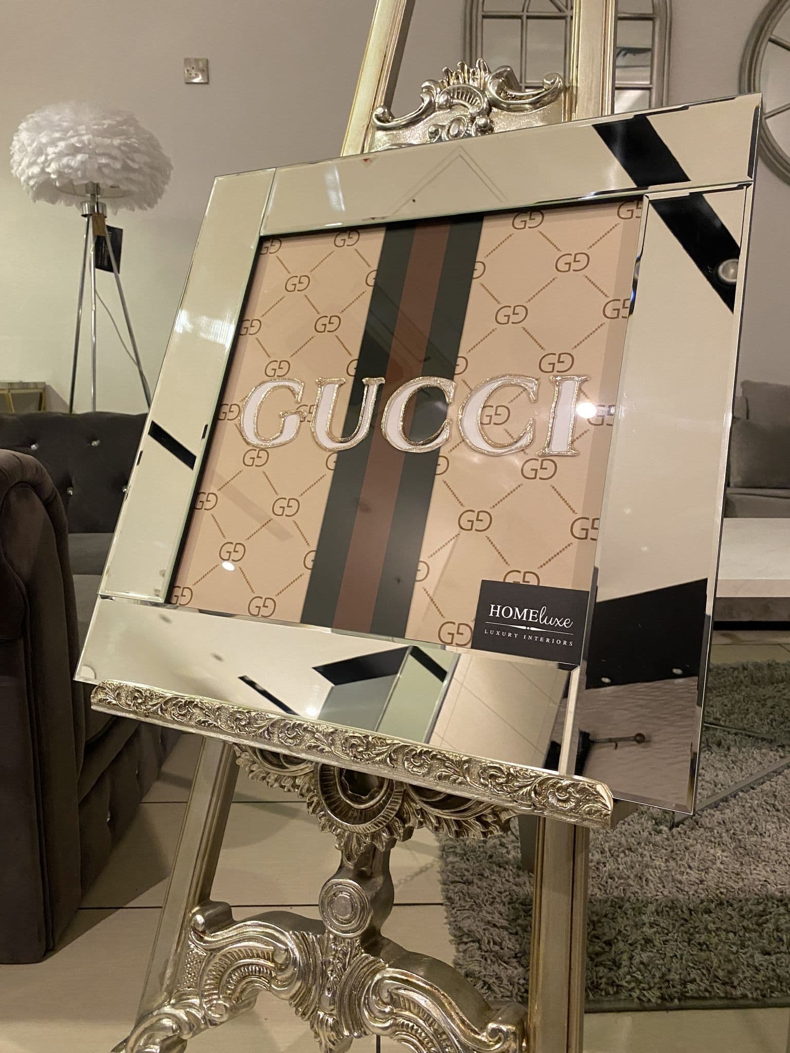 Gucci Stripe Designer Wall Art Mirror Frame 55Cm X 55Cm