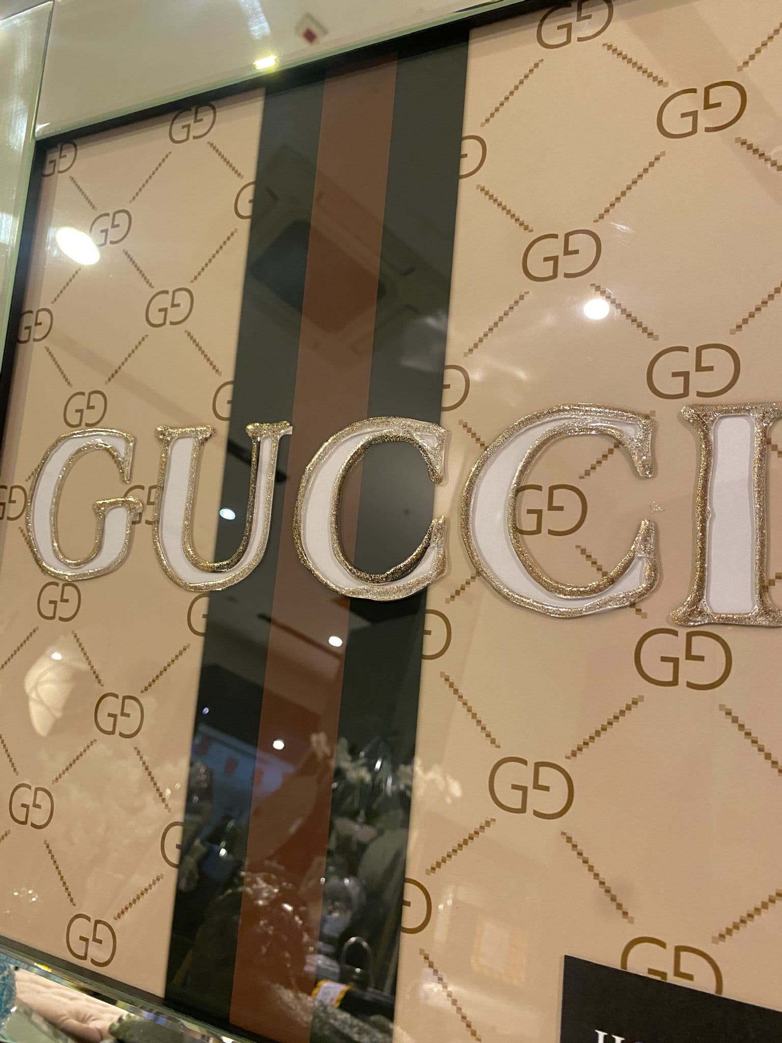 Gucci Stripe Designer Wall Art Mirror Frame 55Cm X 55Cm
