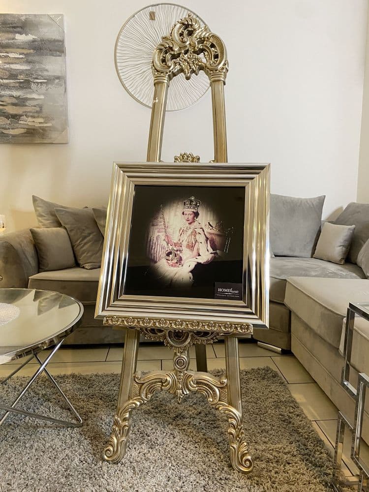 Her Majesty The Queen Coronation With Chrome Frame 55Cm X 55Cm