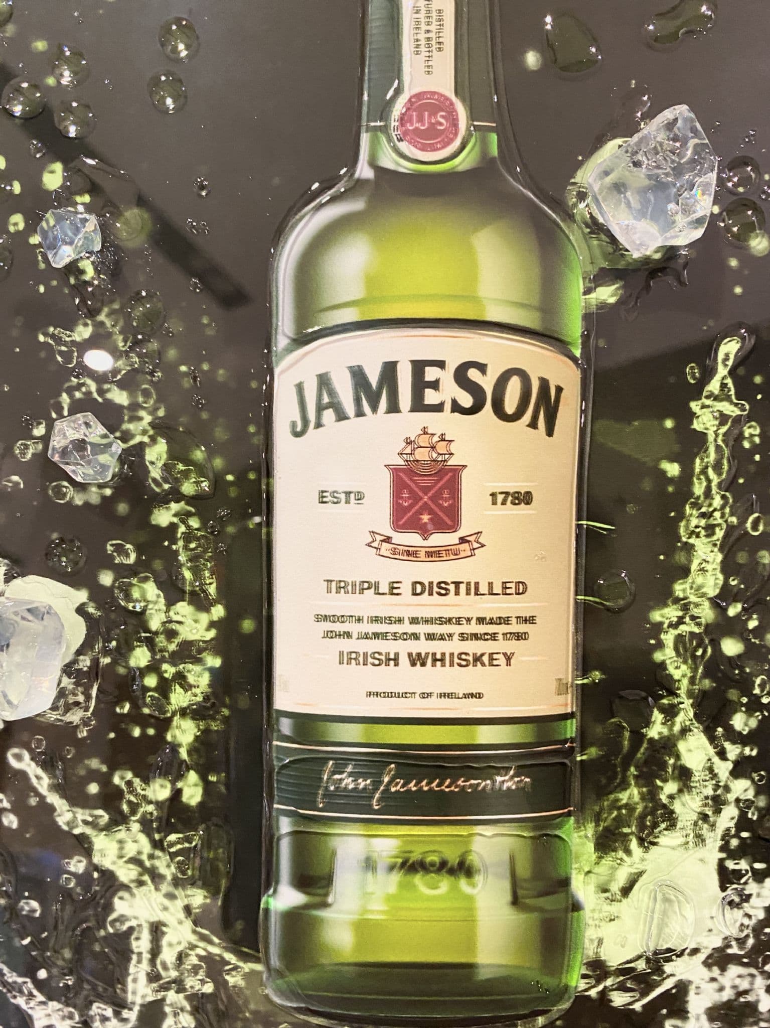 Jameson Whisky Splash Wall Art Black Step Frame