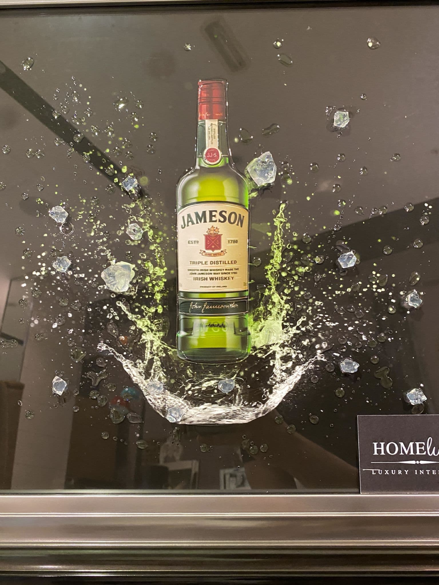 Jameson Whisky Splash Wall Art Black Step Frame