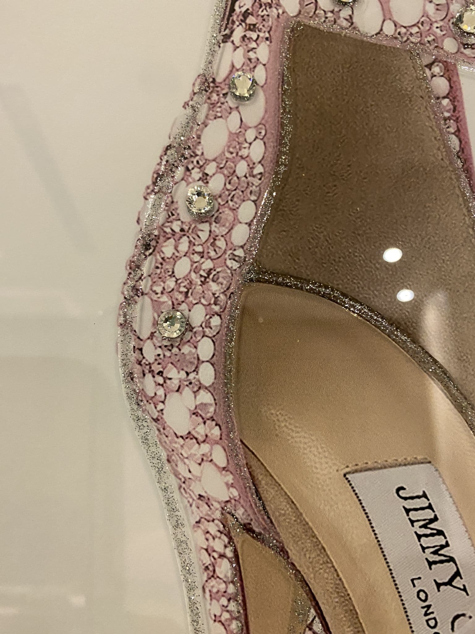 Jimmy Choo Feather Shoes Pink Wall Art Mirror Frame