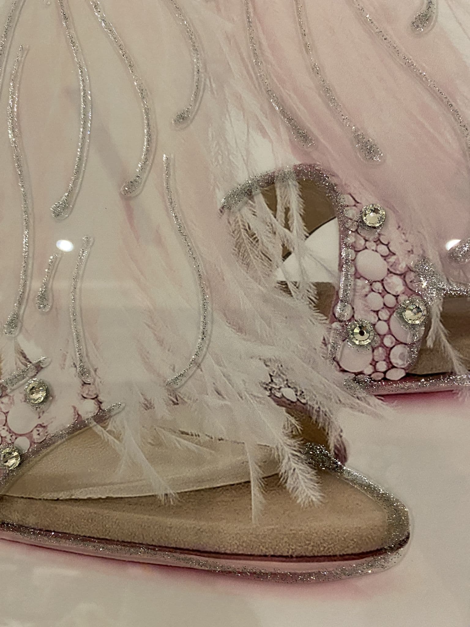 Jimmy Choo Feather Shoes Pink Wall Art Mirror Frame