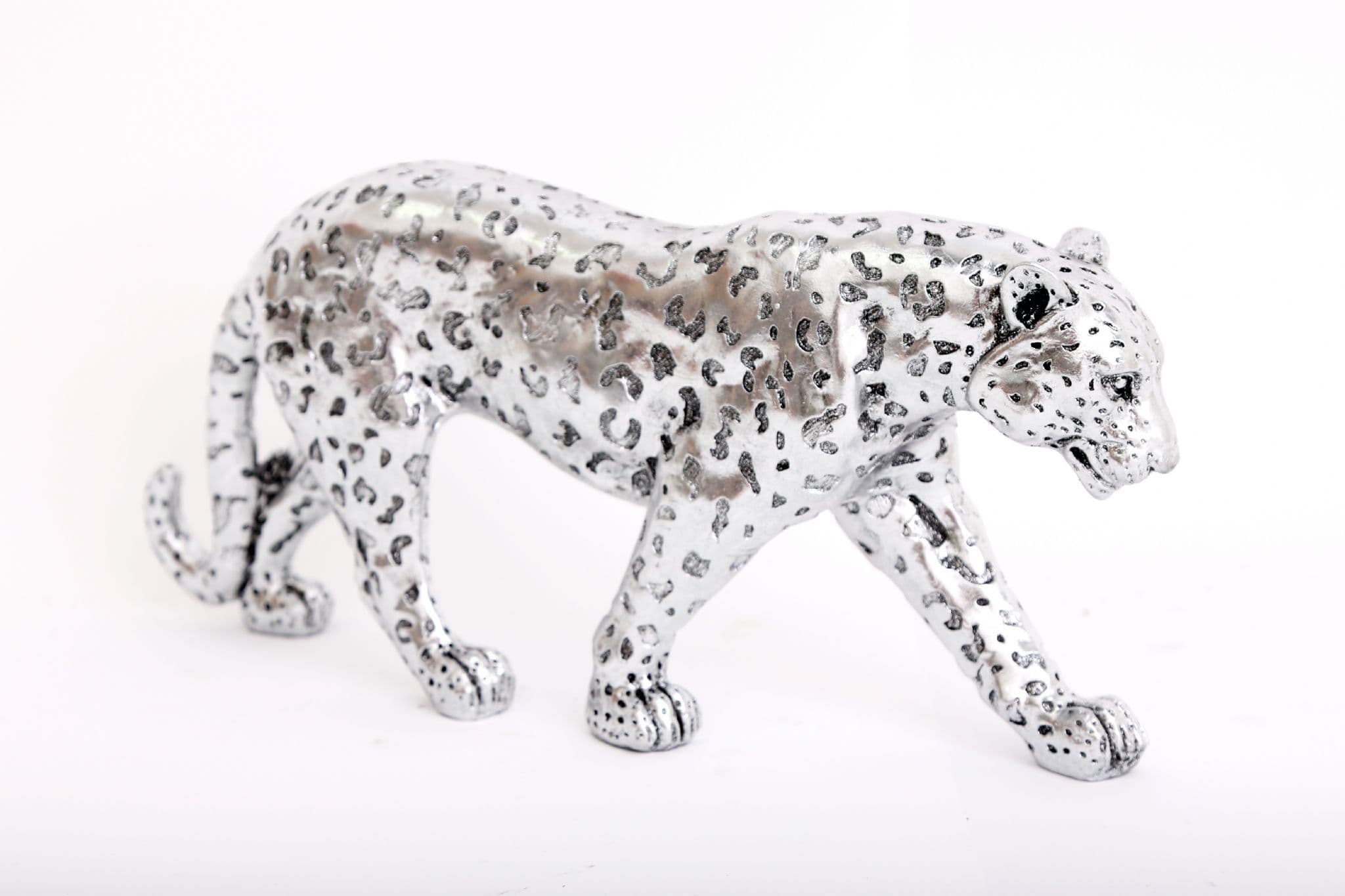 Large Silver Leopard Statue Ornament