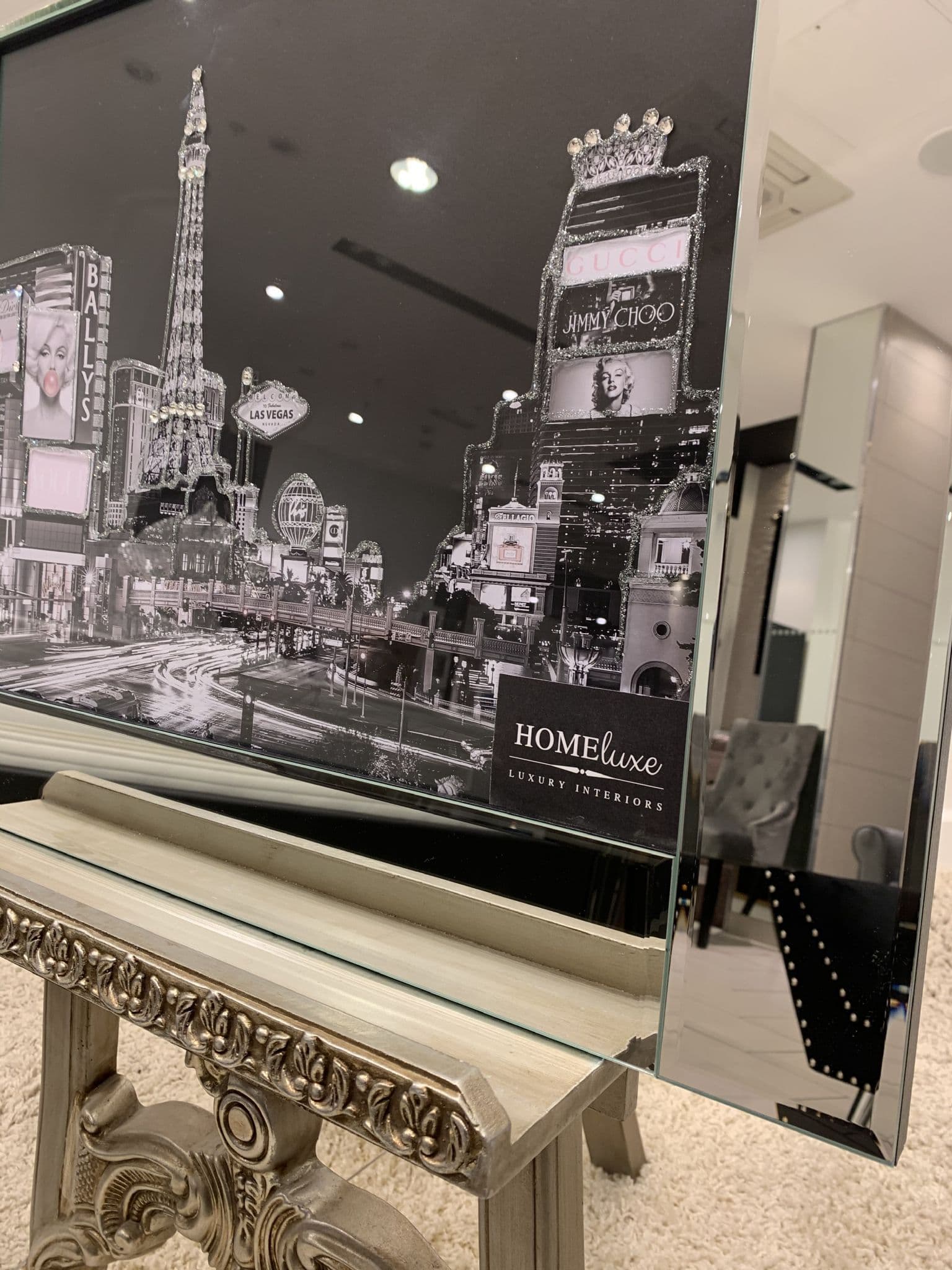 Las Vegas Strip Glitter Wall Art Mirror 90cm x 70cm