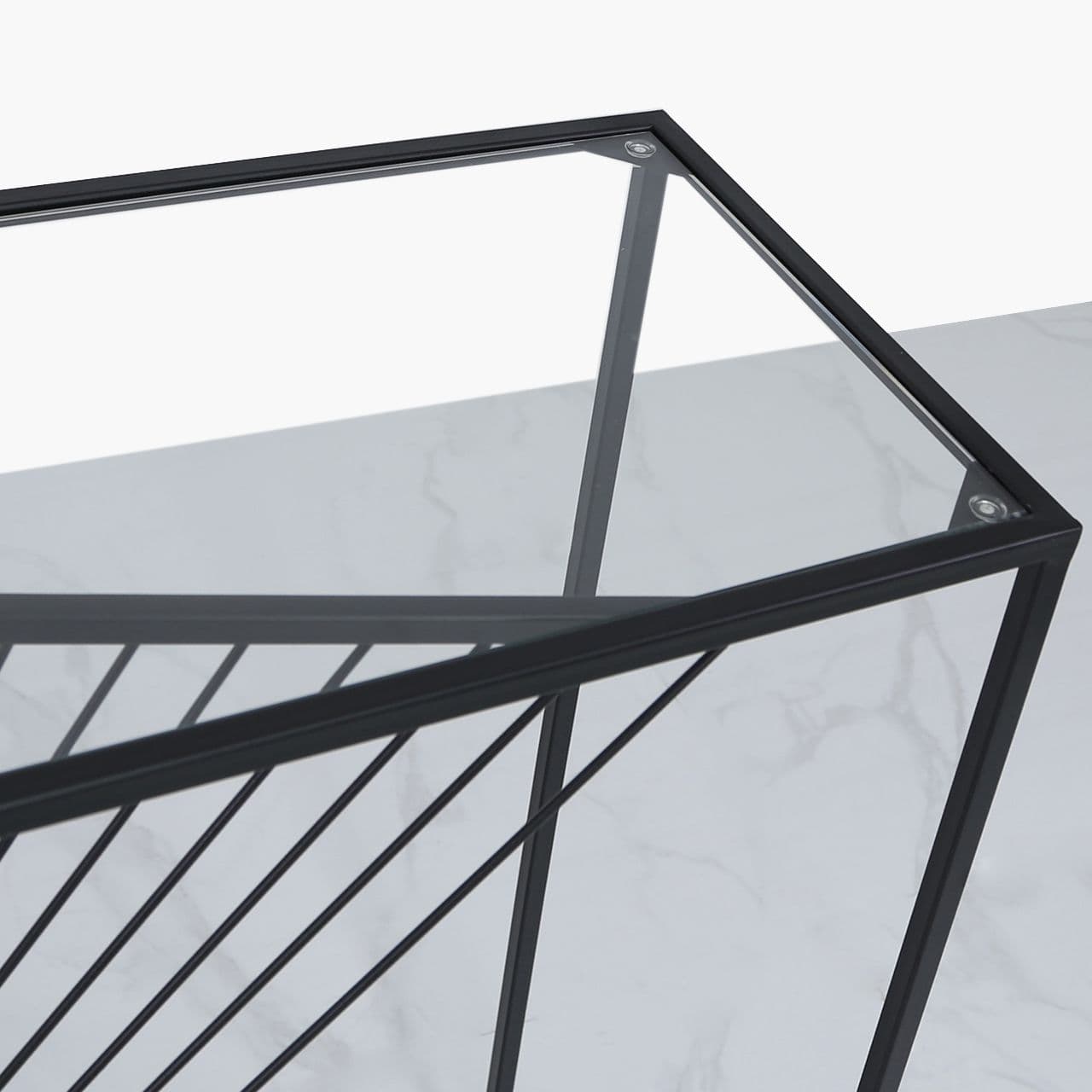 Lisa Black Metal Glass Console Table