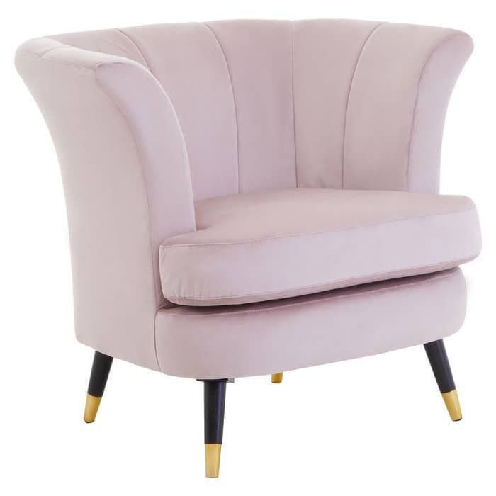Loretta Dusky Pink Velvet Curved Accent Chair Home Luxe Interior