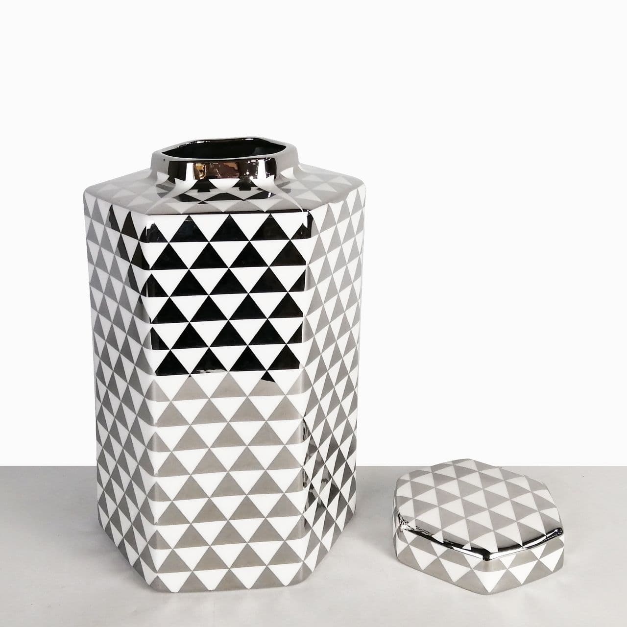 Luxe Large 30cm White & Silver Ginger Jar