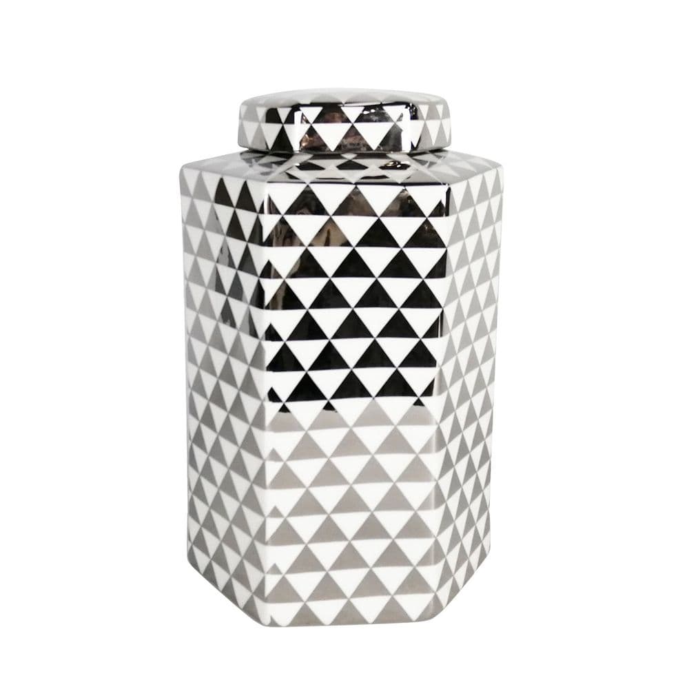 Luxe Large 30cm White & Silver Ginger Jar