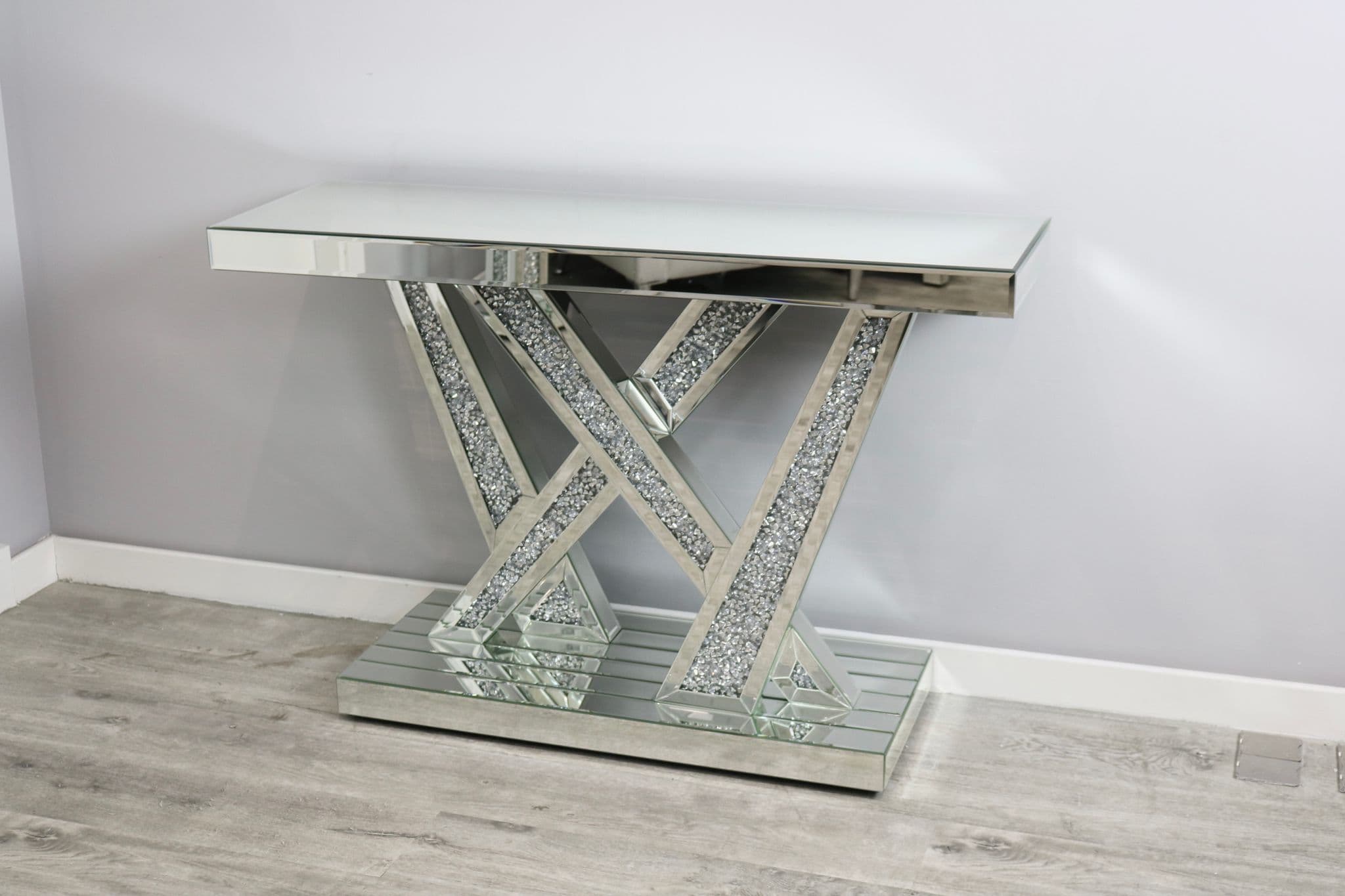 Luxe Mocka Mirror Crystal Console Table Stitch