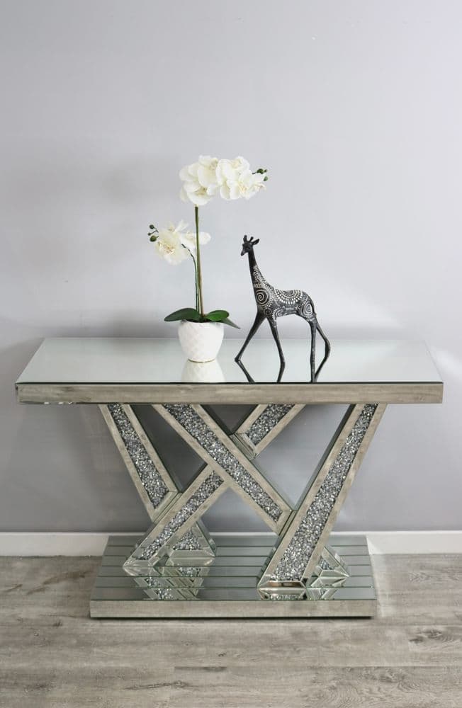 Luxe Mocka Mirror Crystal Console Table Stitch