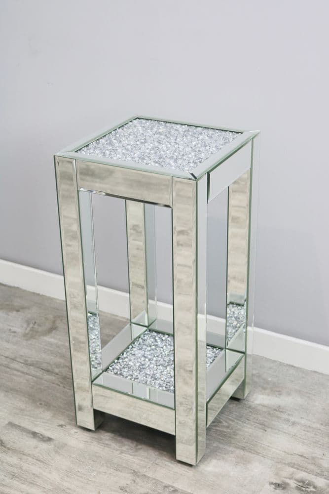 Luxe Mocka Mirror Crystal Square Side Table Large