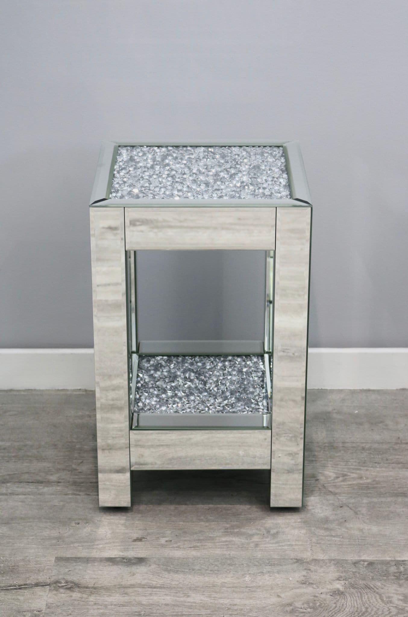 Luxe Mocka Mirror Crystal Square Side Table Small