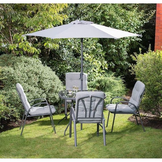 Madison 6 Piece Garden Set In Grey With Parasol