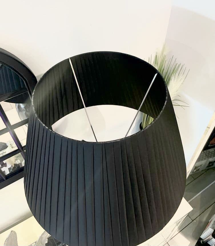 Marble Effect Table Lamp With Black Round Shade Extra Large