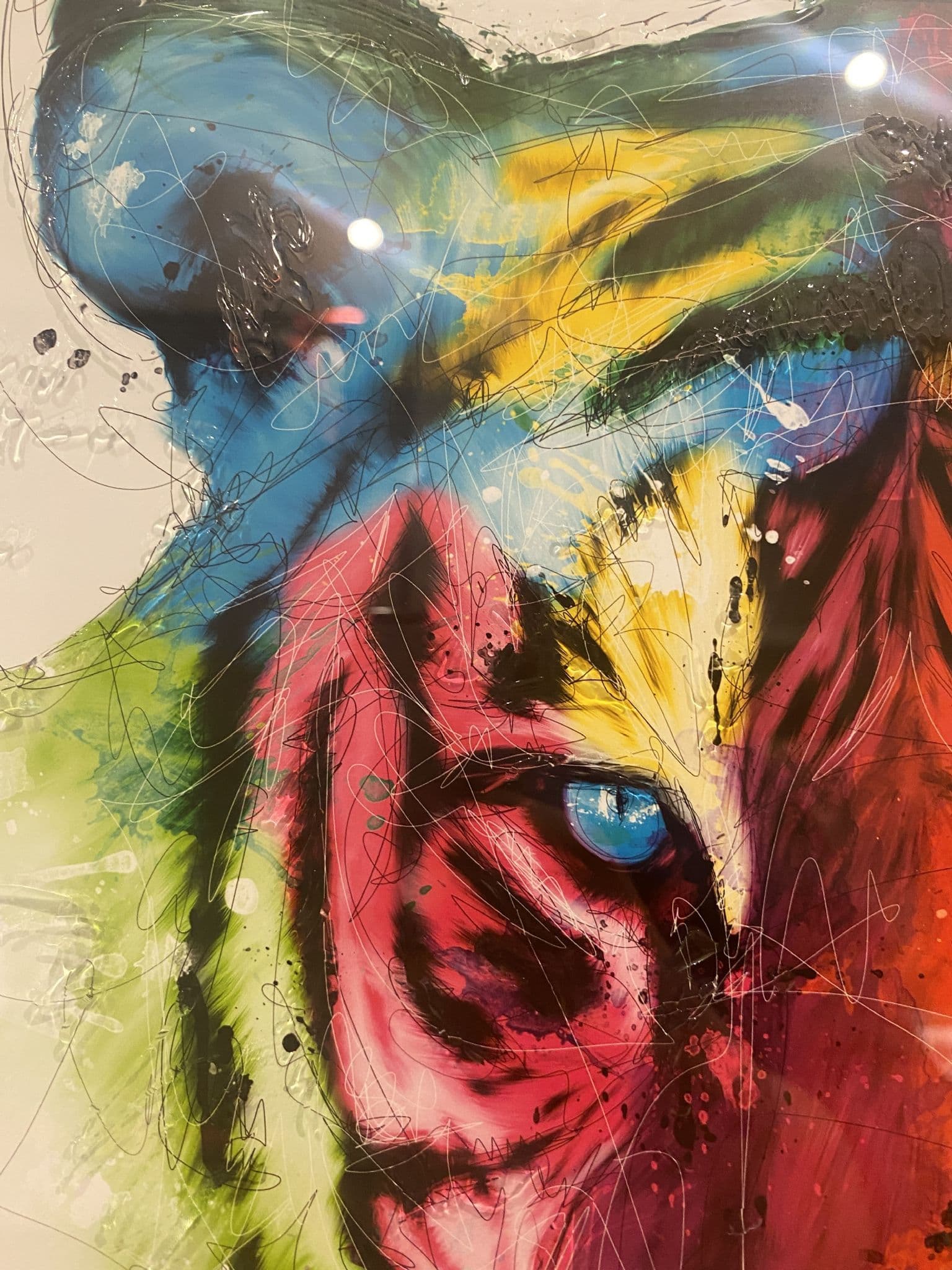 Multicolor Tiger Stripe Wall Art Black Step Frame