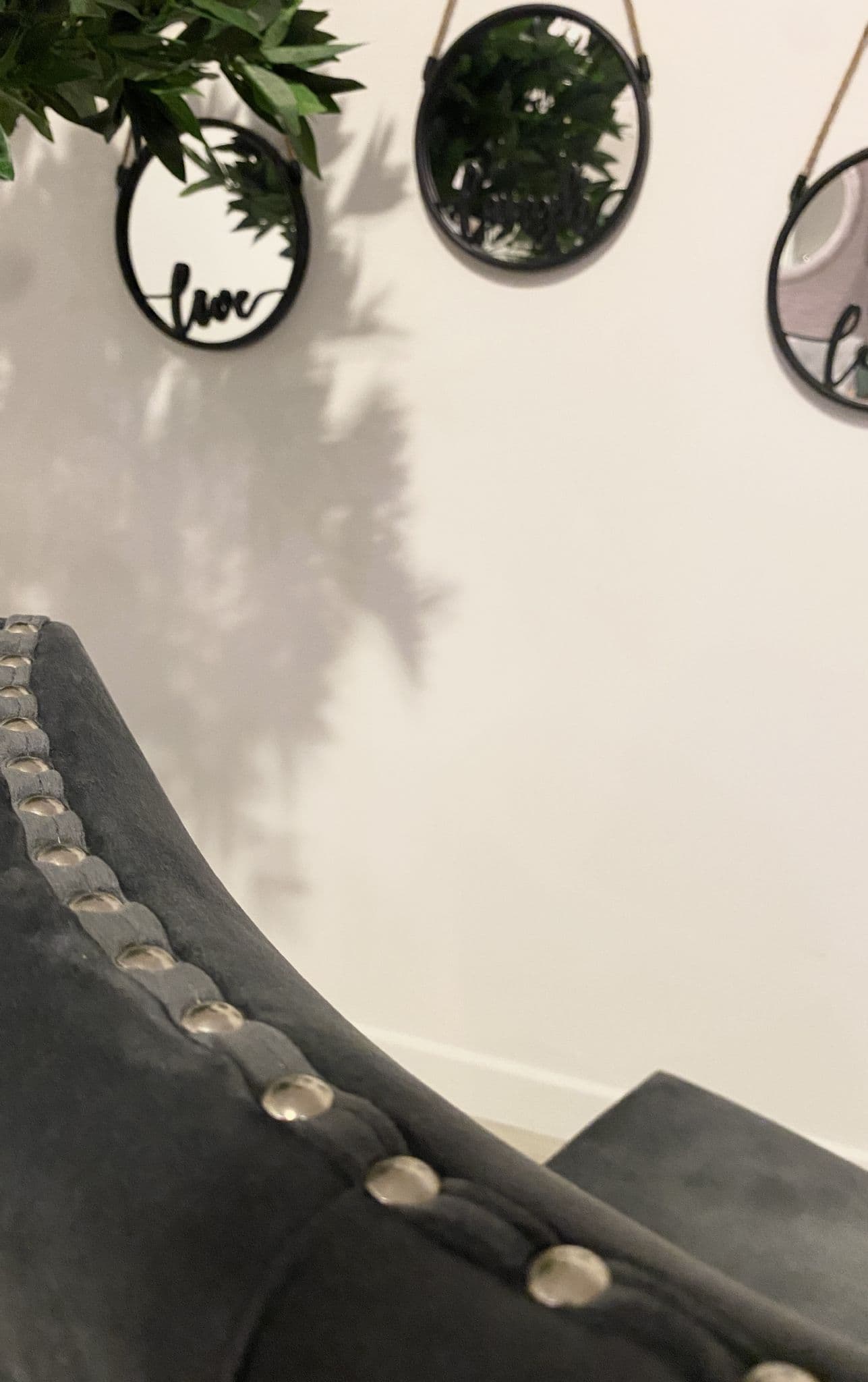 Pair Of Arya Dining Chairs With Ringback In Grey Velvet