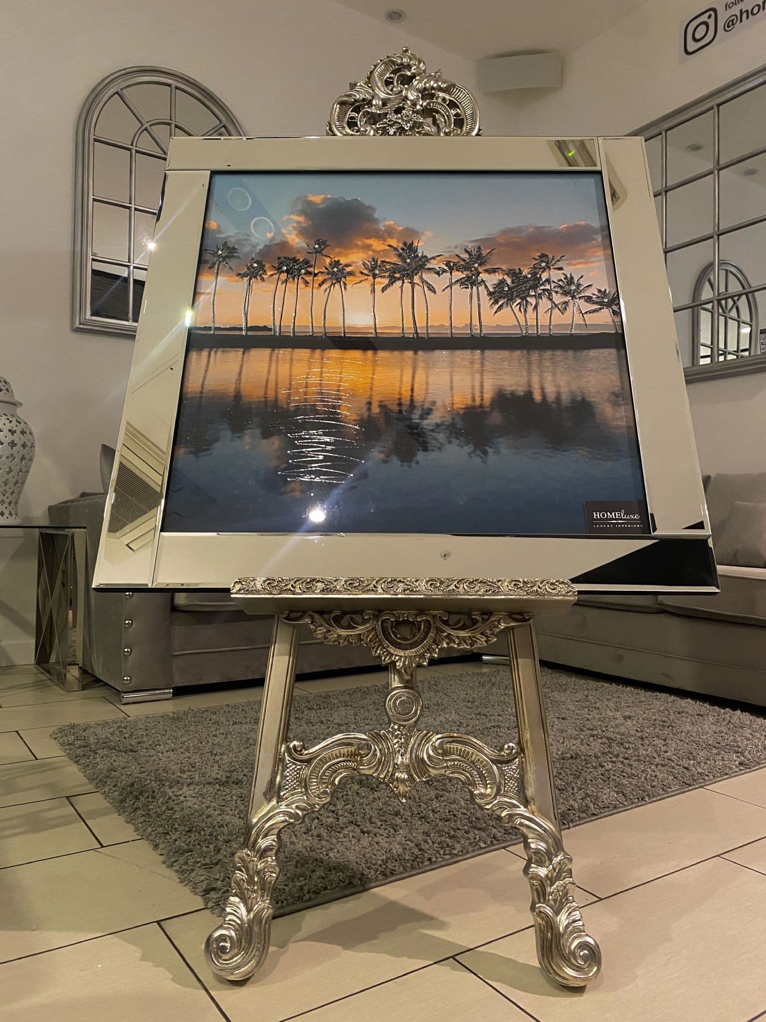 Palm Trees Décor Sunset Mirror Frame 85Cm X 85Cm