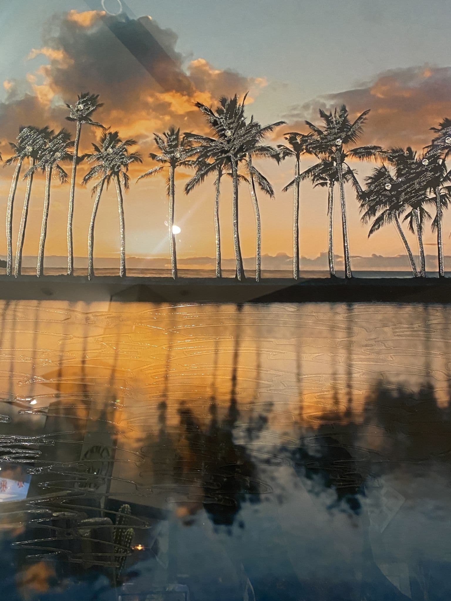 Palm Trees Décor Sunset Mirror Frame 85Cm X 85Cm