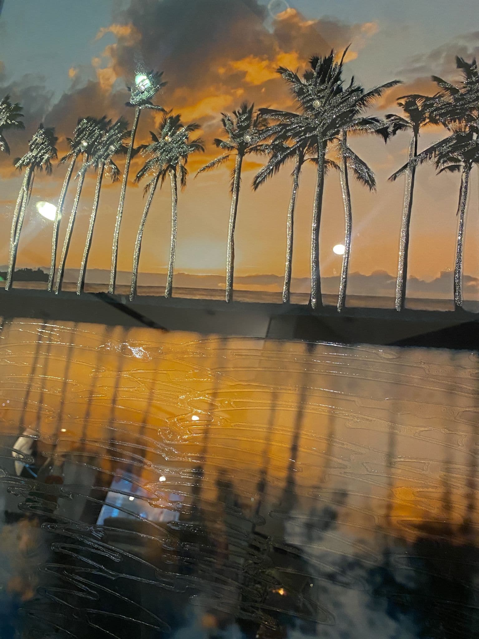 Palm Trees Décor Sunset Mirror Frame 85Cm X 85Cm