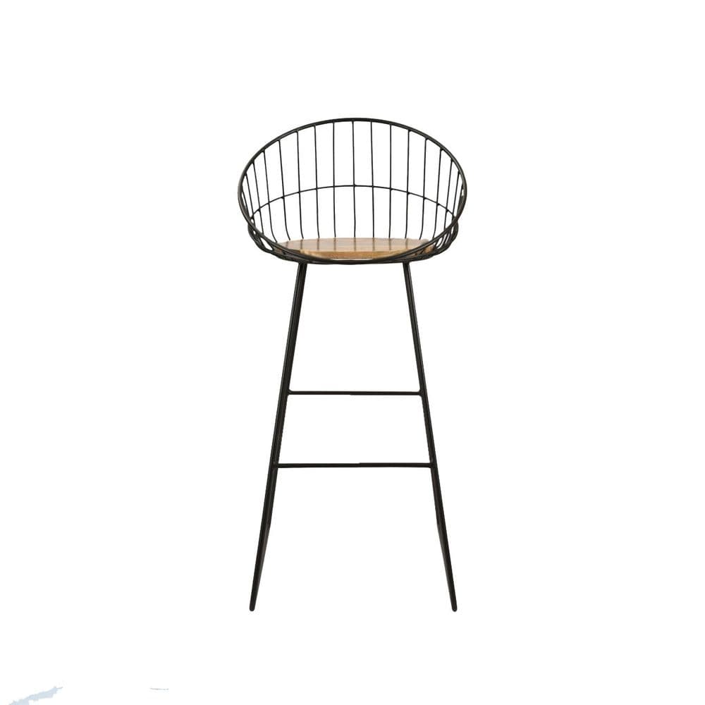 Panda Black and Natural Wood Bar Stool