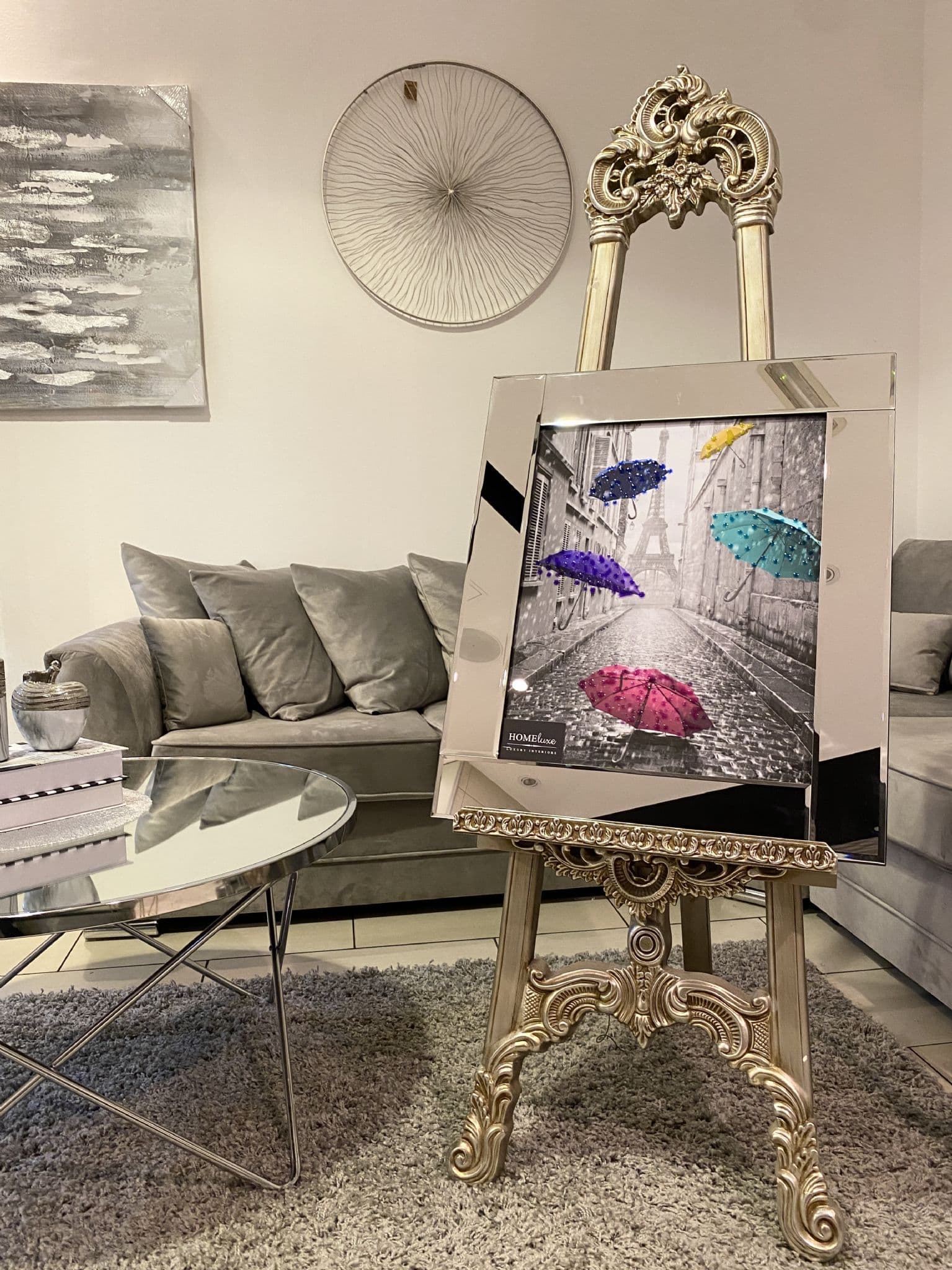 Paris Eiffel Tower Multi Umbrella Wall Art Mirror Frame