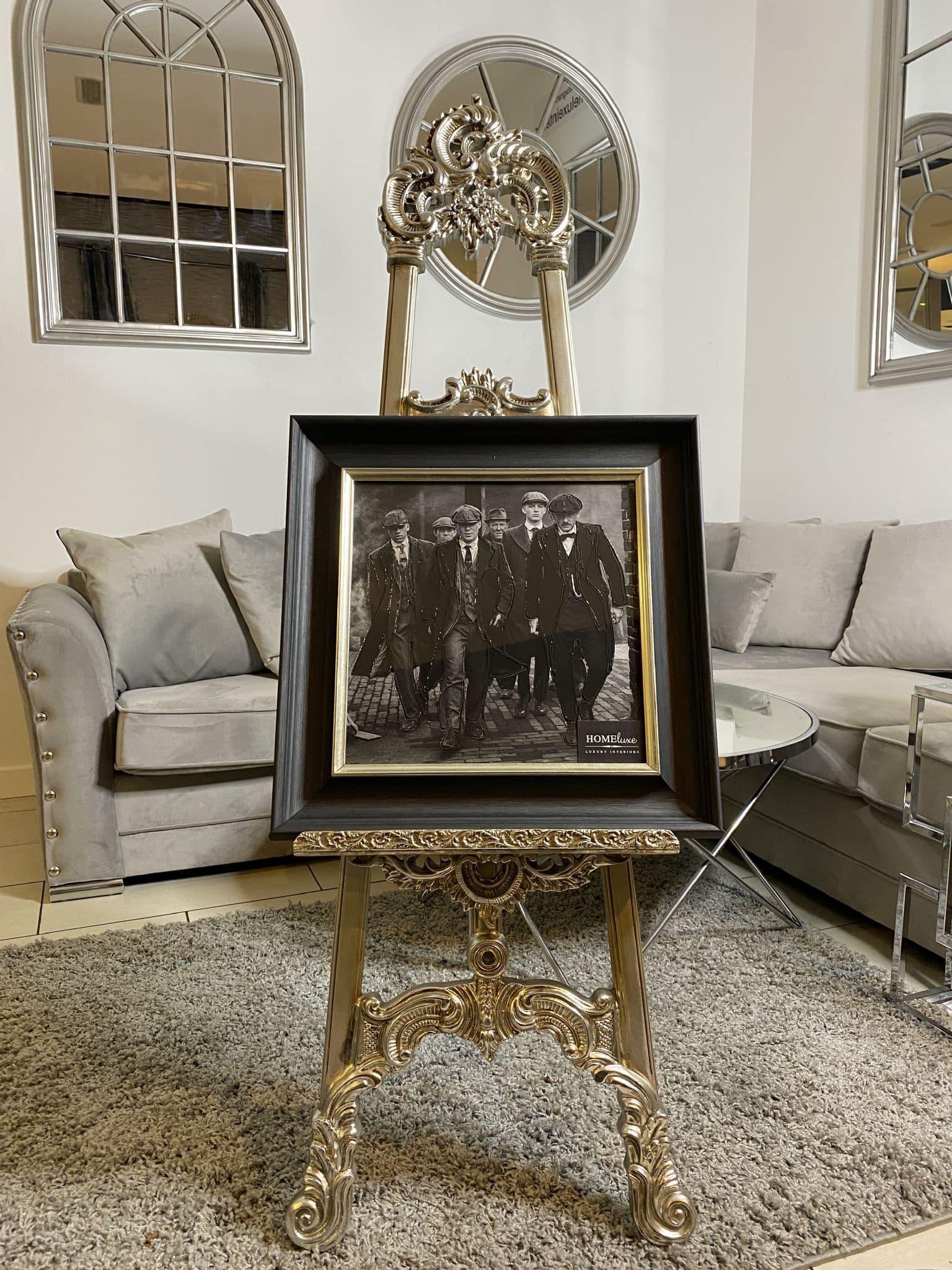 Peaky Blinders Black & White Wall Art Alpha Black Frame 55Cm X 55Cm