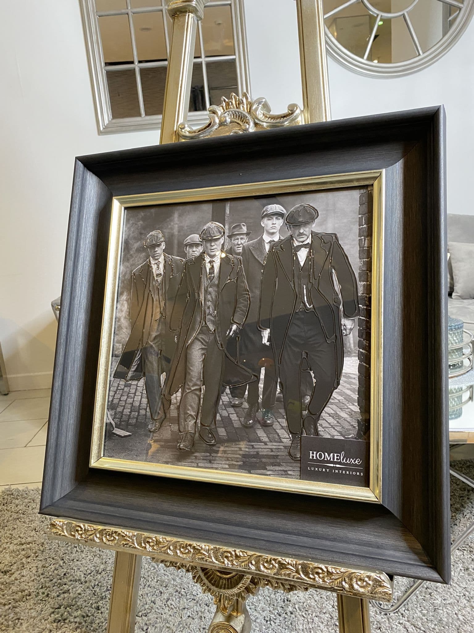 Peaky Blinders Black & White Wall Art Alpha Black Frame 55Cm X 55Cm