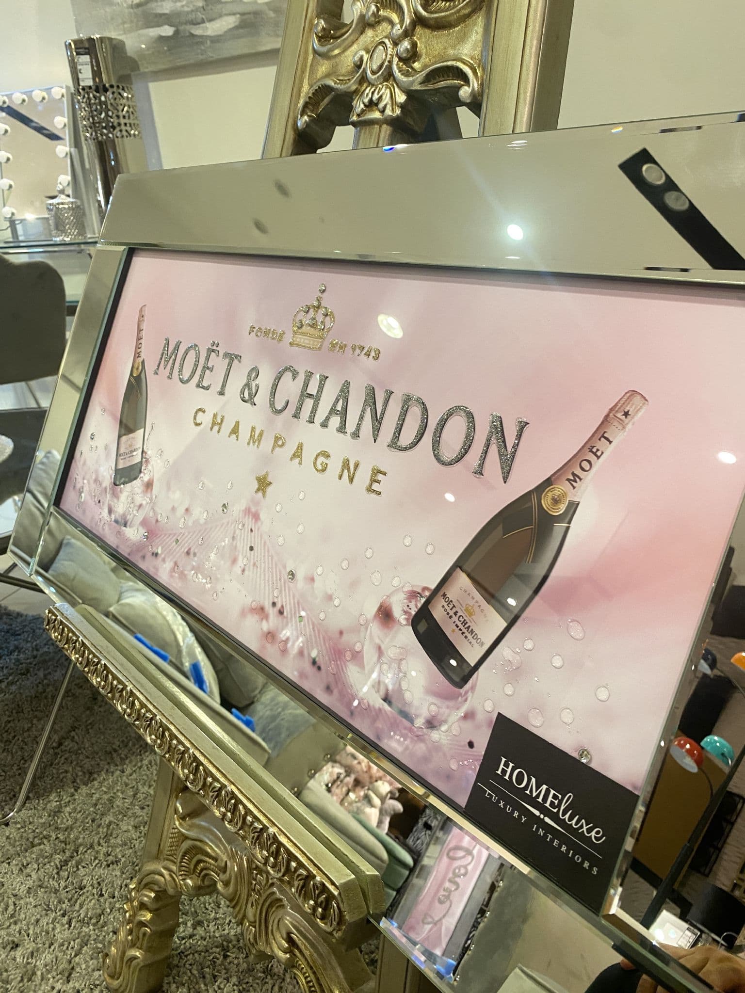 Pink Moet & Chandon Wall Art Mirror Frame
