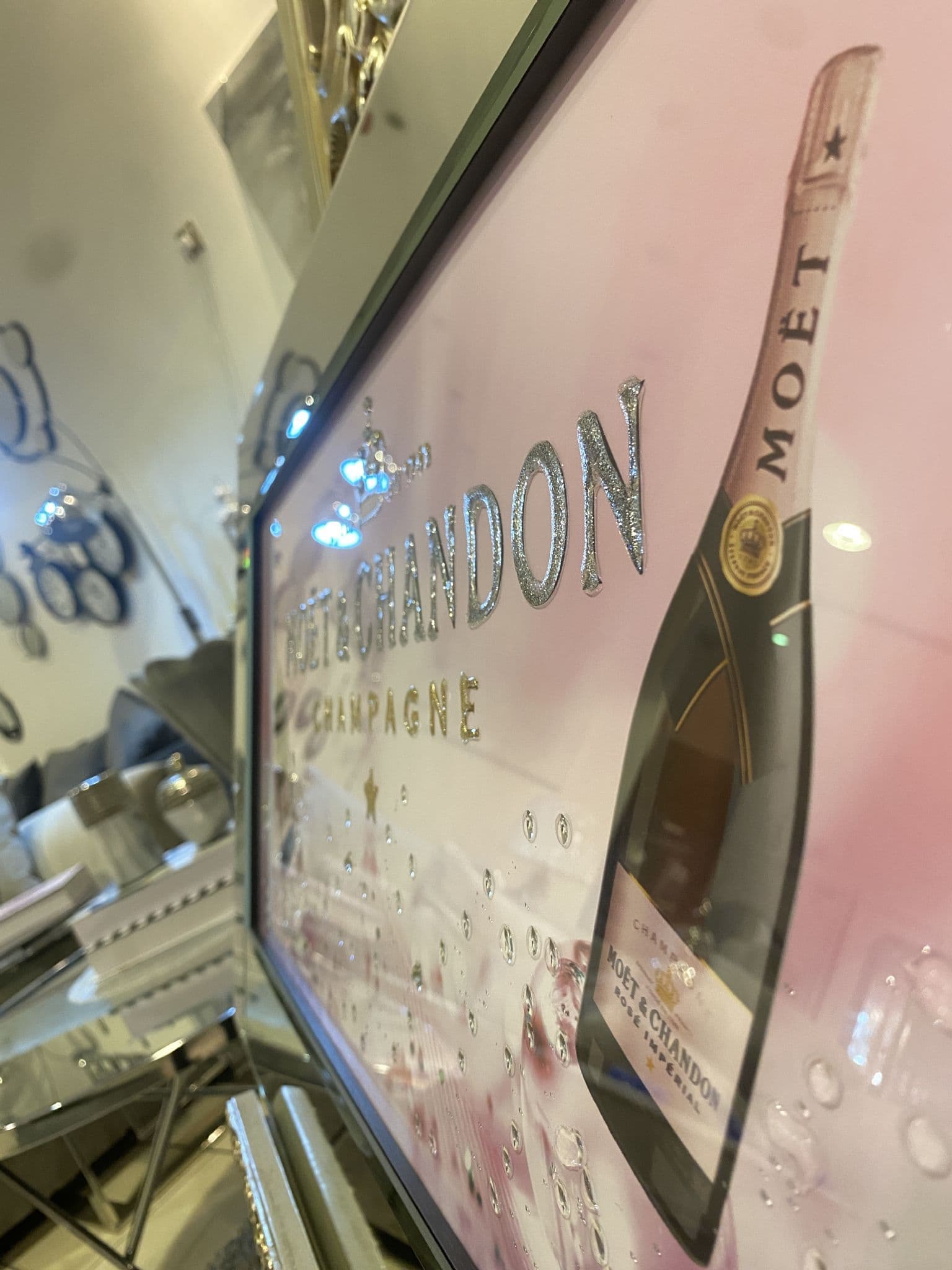 Pink Moet & Chandon Wall Art Mirror Frame