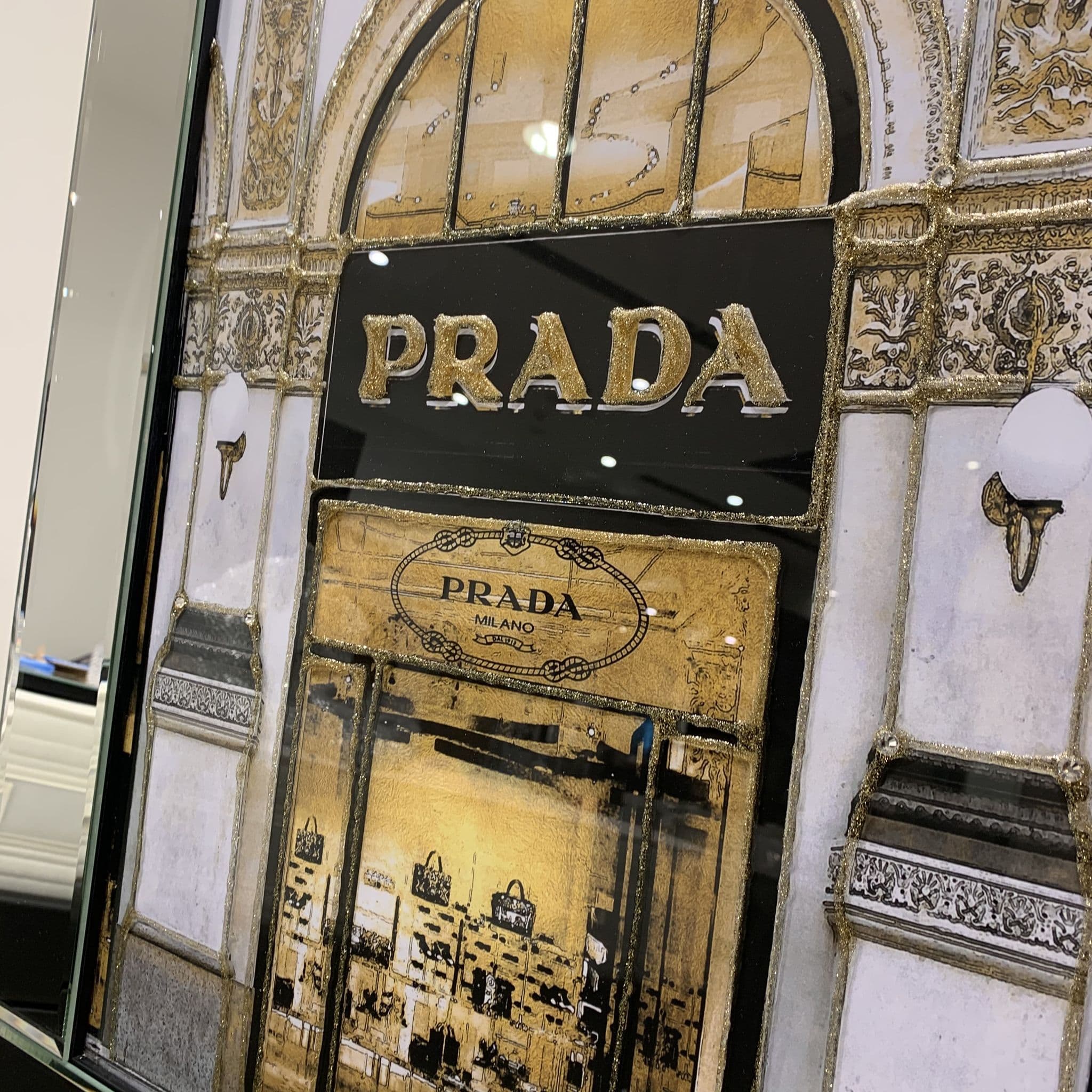 Prada Shop Glitter Wall Art Mirror