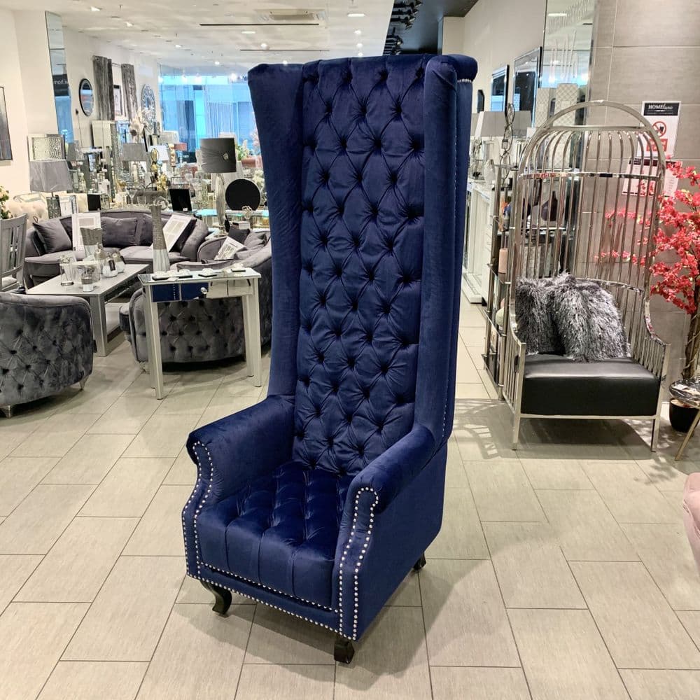 Regents High Back Porter Chair Royal Blue Velvet