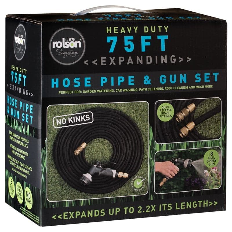 Rolson Heavy Duty Expanding Hose & Gun 75Ft